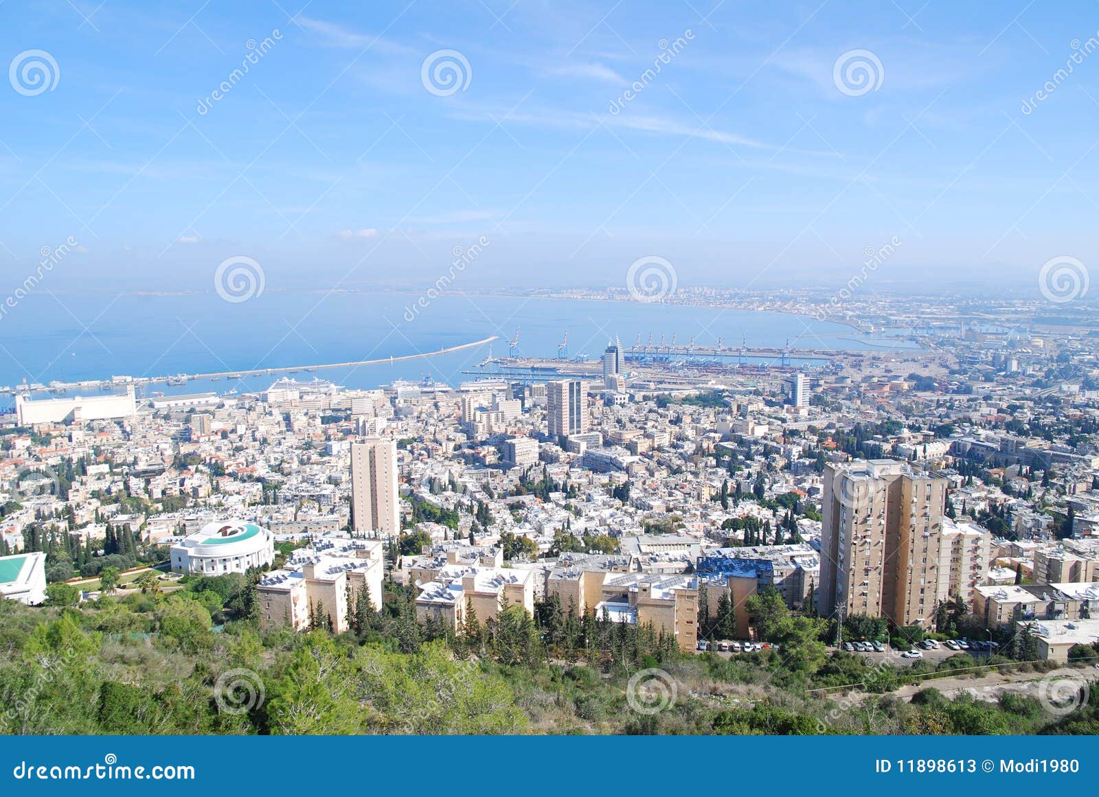 The city of Haifa stock image. Image of open, blue, fall - 11898613