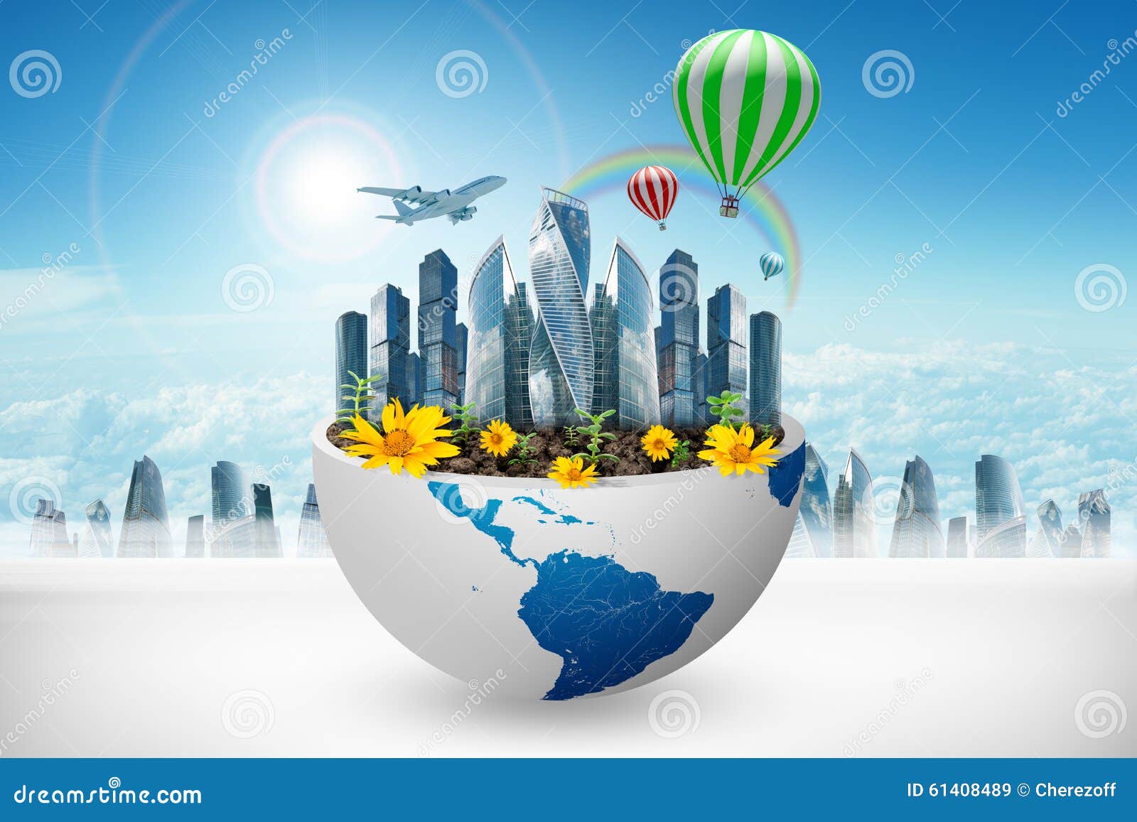 Half Planet Earth With Atmosphere With Half Mars Planet Of Solar System ...