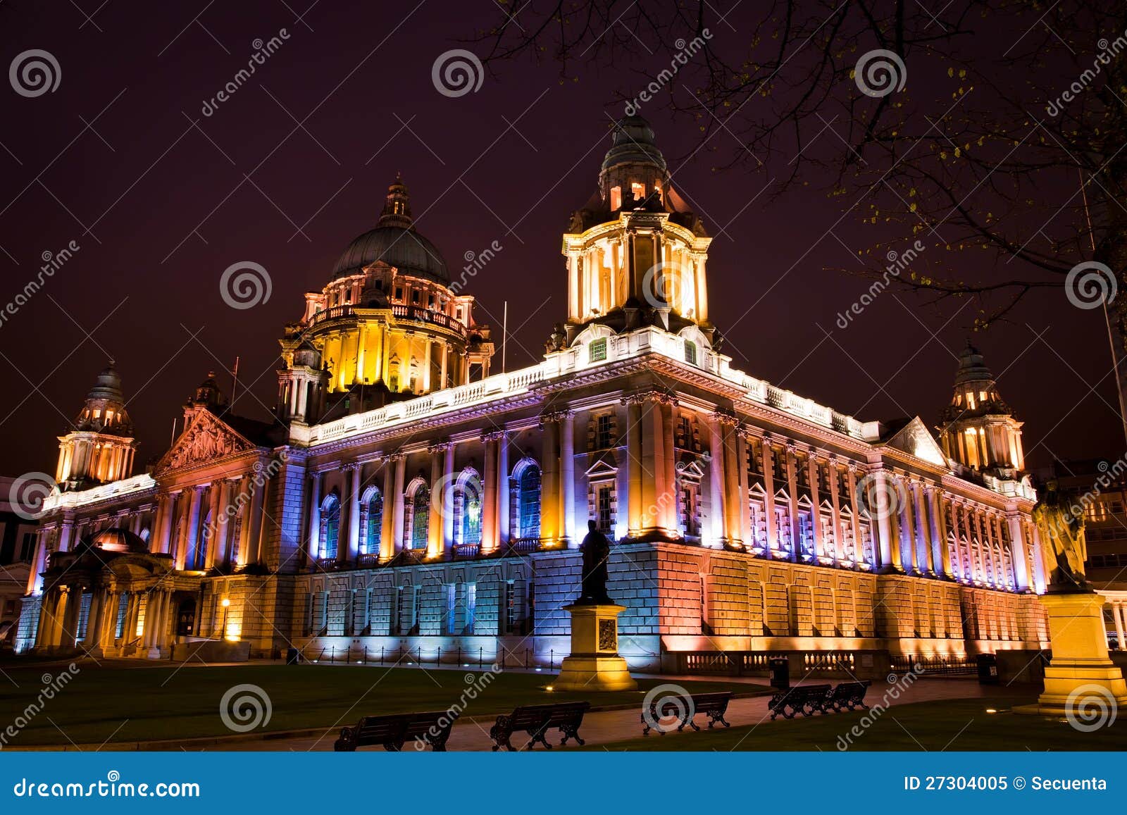 City Hall of Belfast in the Night Stock Image - Image of dome ...