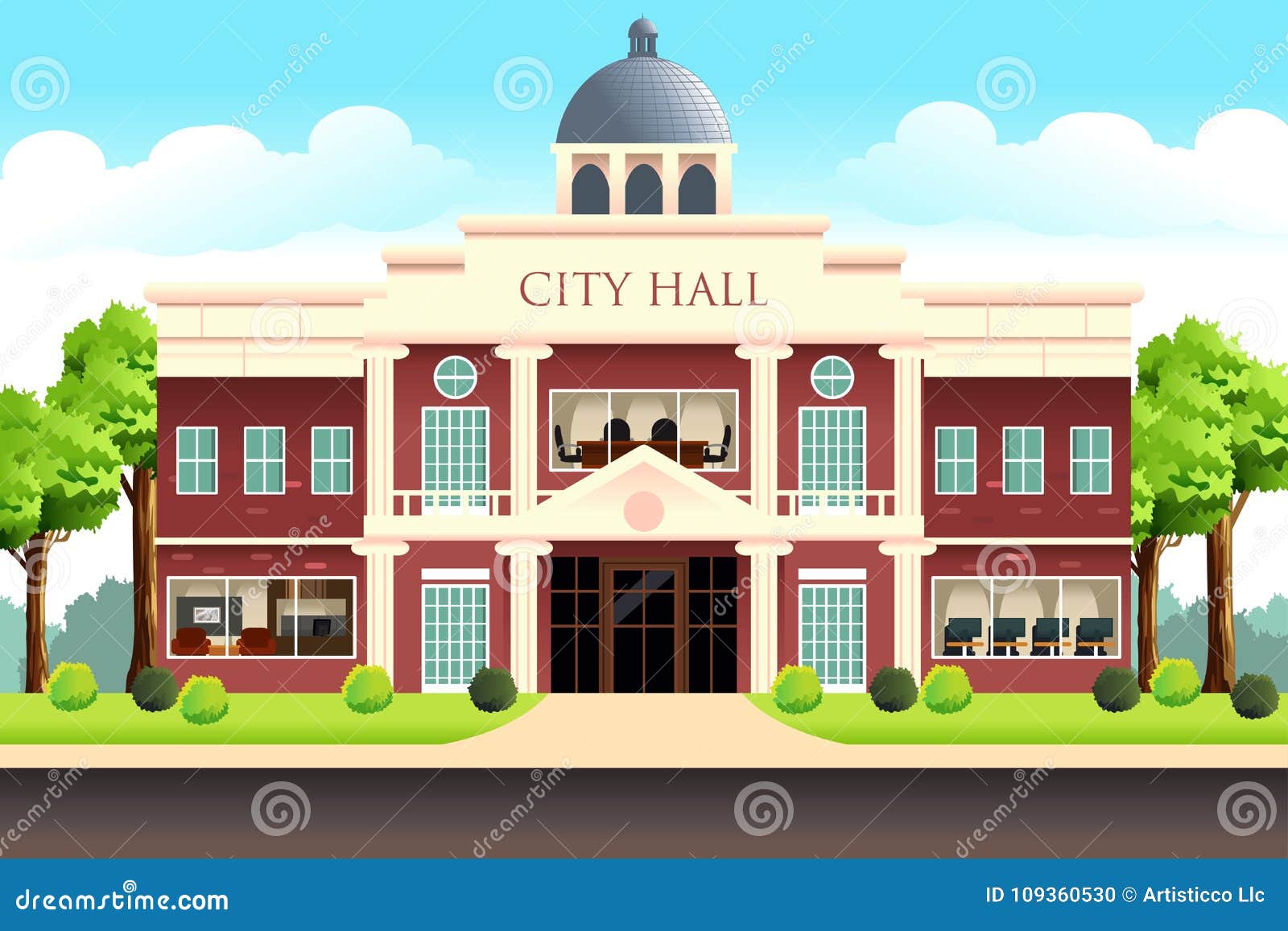 City Hall Building Illustration Stock Vector - Illustration of drawing ... City Hall Building Illustration Stock Vector - Illustration of drawing ...