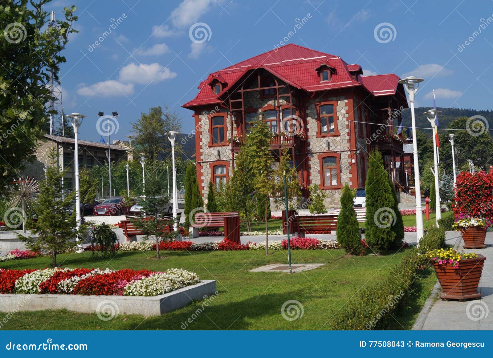 City Hall Busteni, Romania stock image. Image of eastern - 77508043