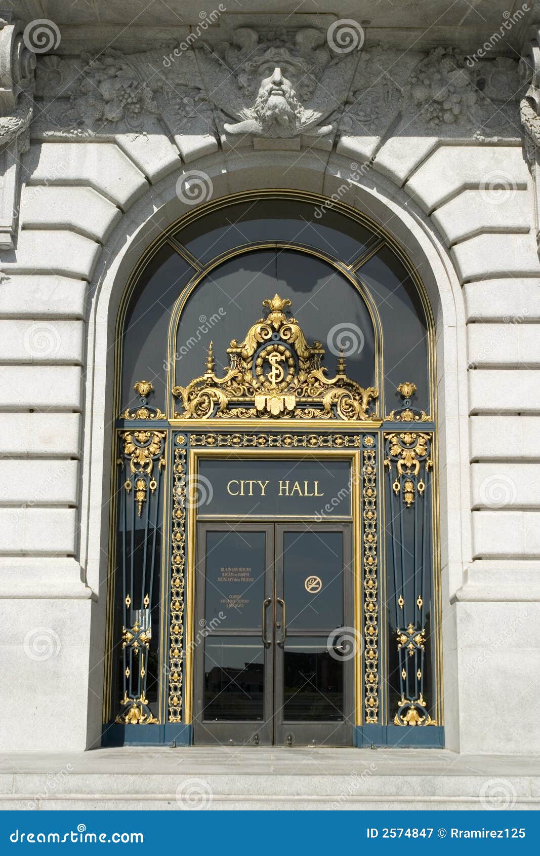 City Hall Main Door stock image. Image of government, famous - 2574847