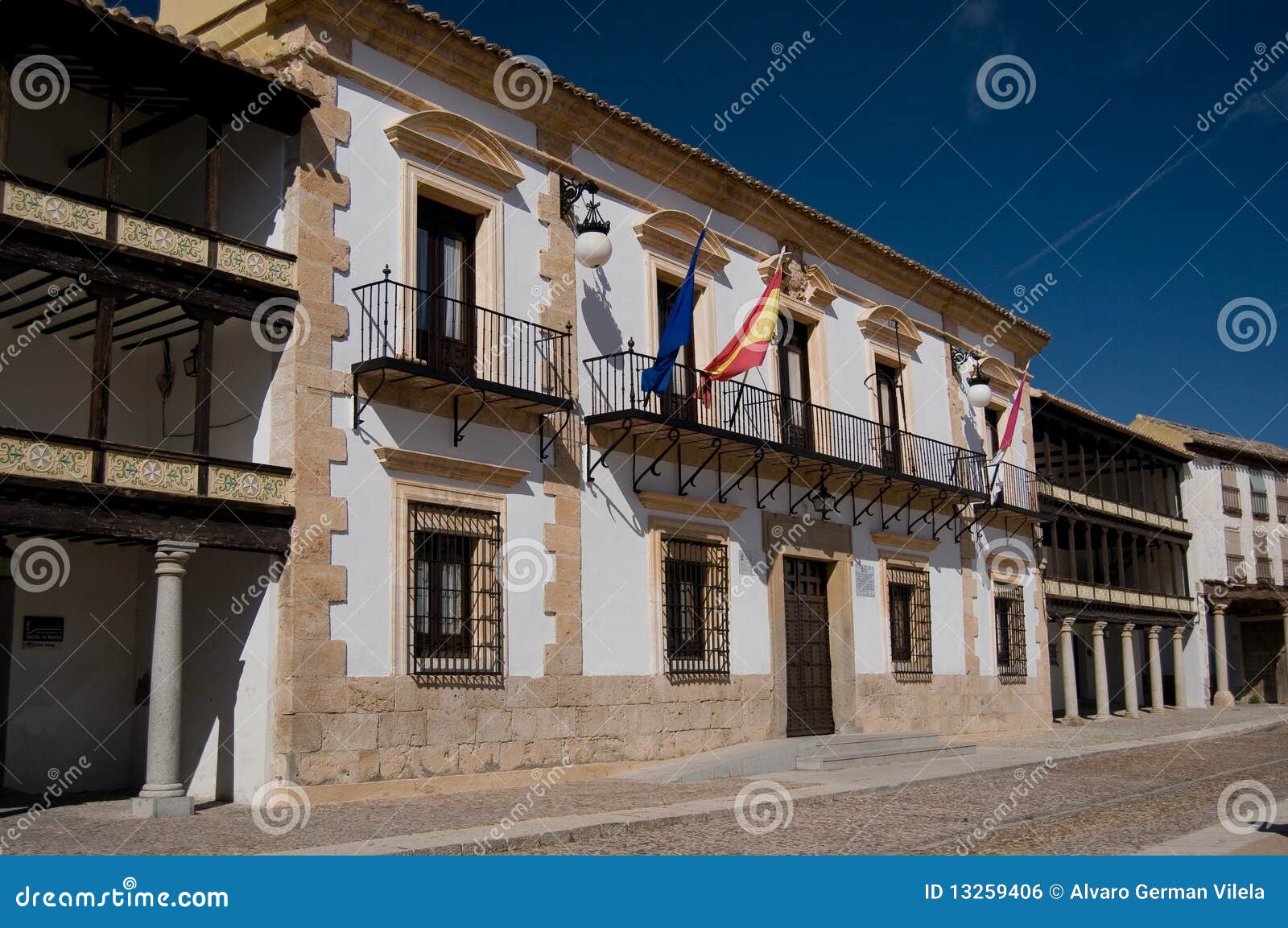 City Hall of Mayor Square from Tembleque, Spain Stock Photo - Image of ...