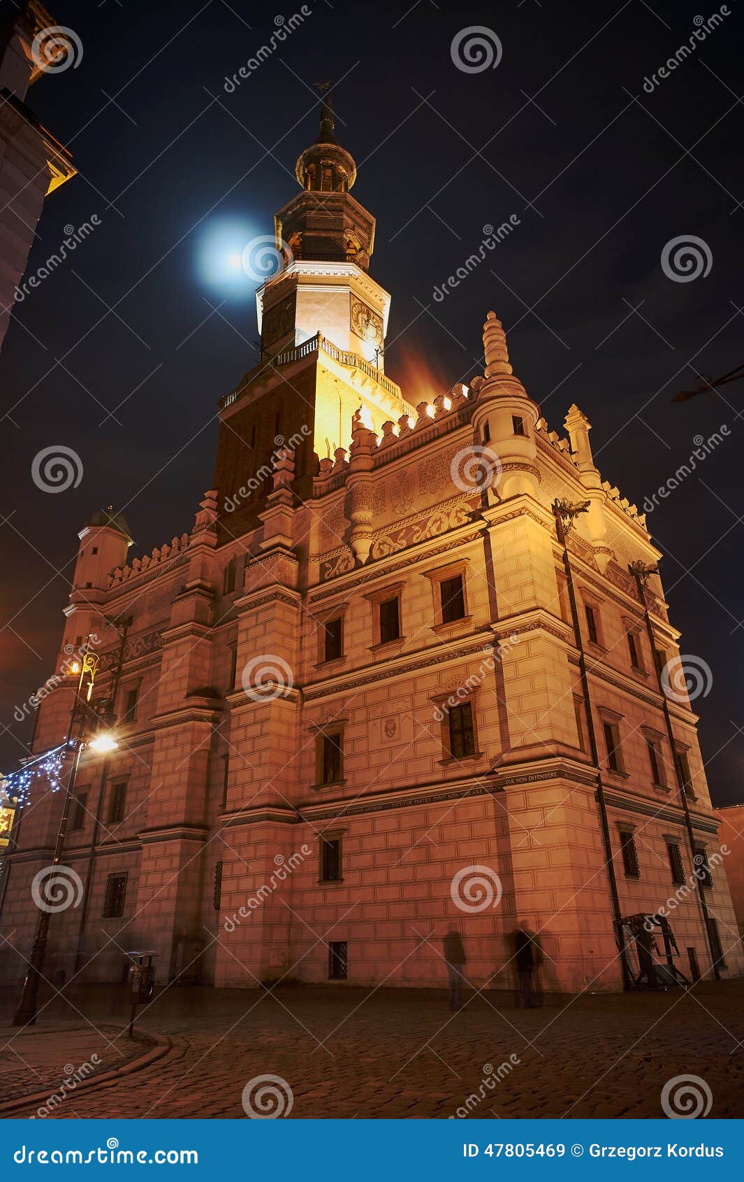 City hall and moon stock image. Image of tower, street - 47805469