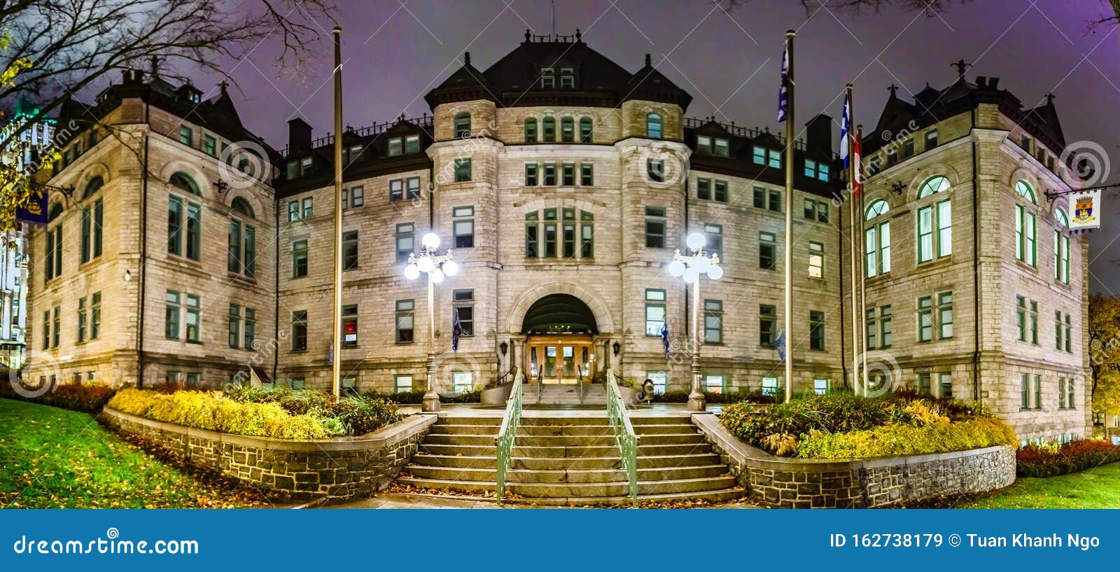City Hall, Old Quebec City at Night Stock Image - Image of fall, nice ...
