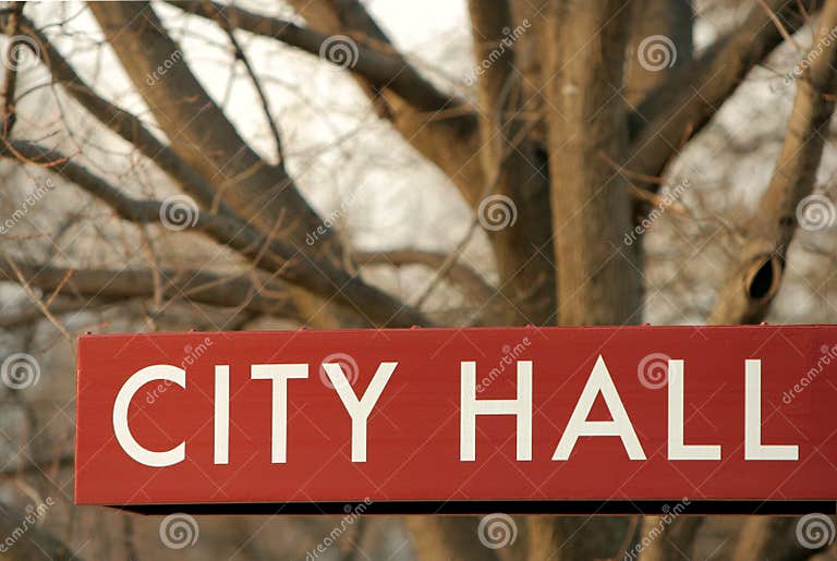 City Hall sign stock photo. Image of tree, letters, sign - 9905376