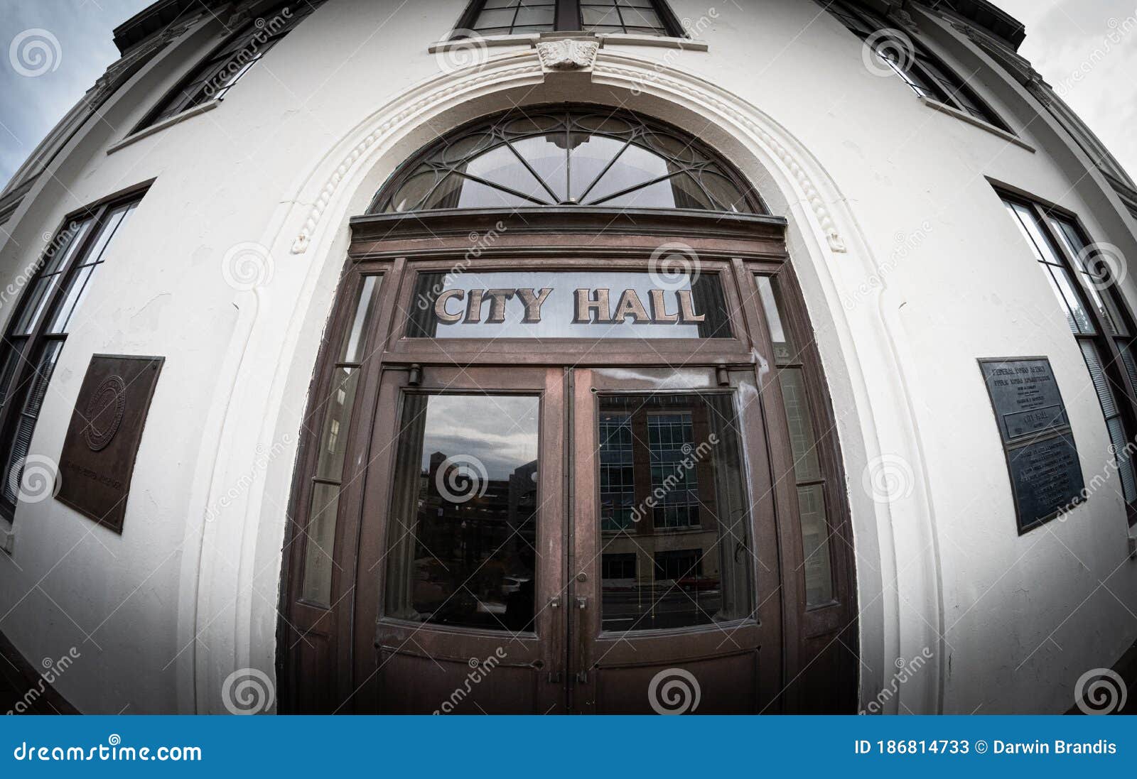 `City Hall,` in Classic Lettering Stock Image - Image of lettering ...