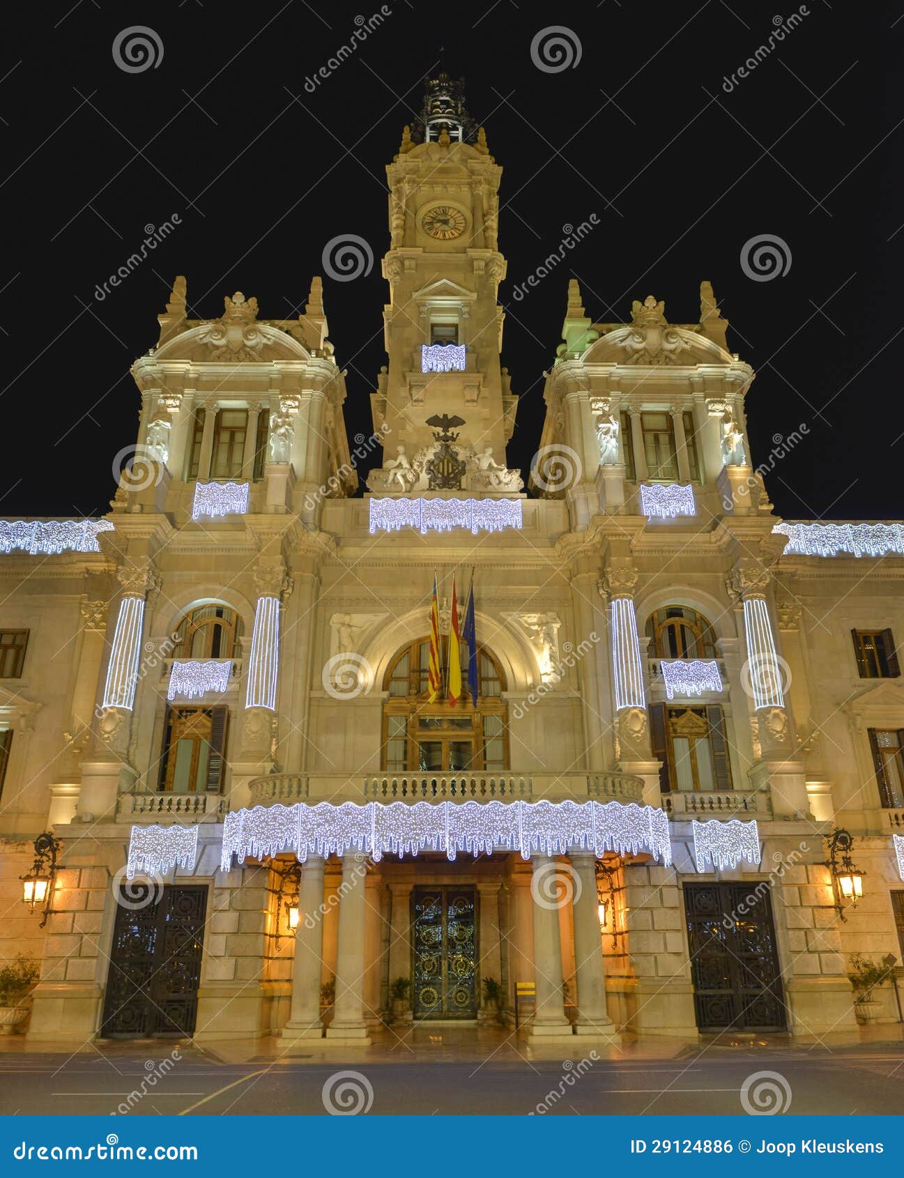 City hall of valencia stock photo. Image of christmas - 29124886