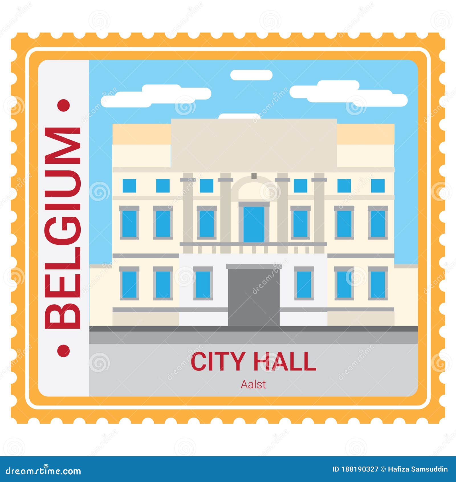 Aalst Of Belgium Flag Waving Isolated On White Background Stock ...