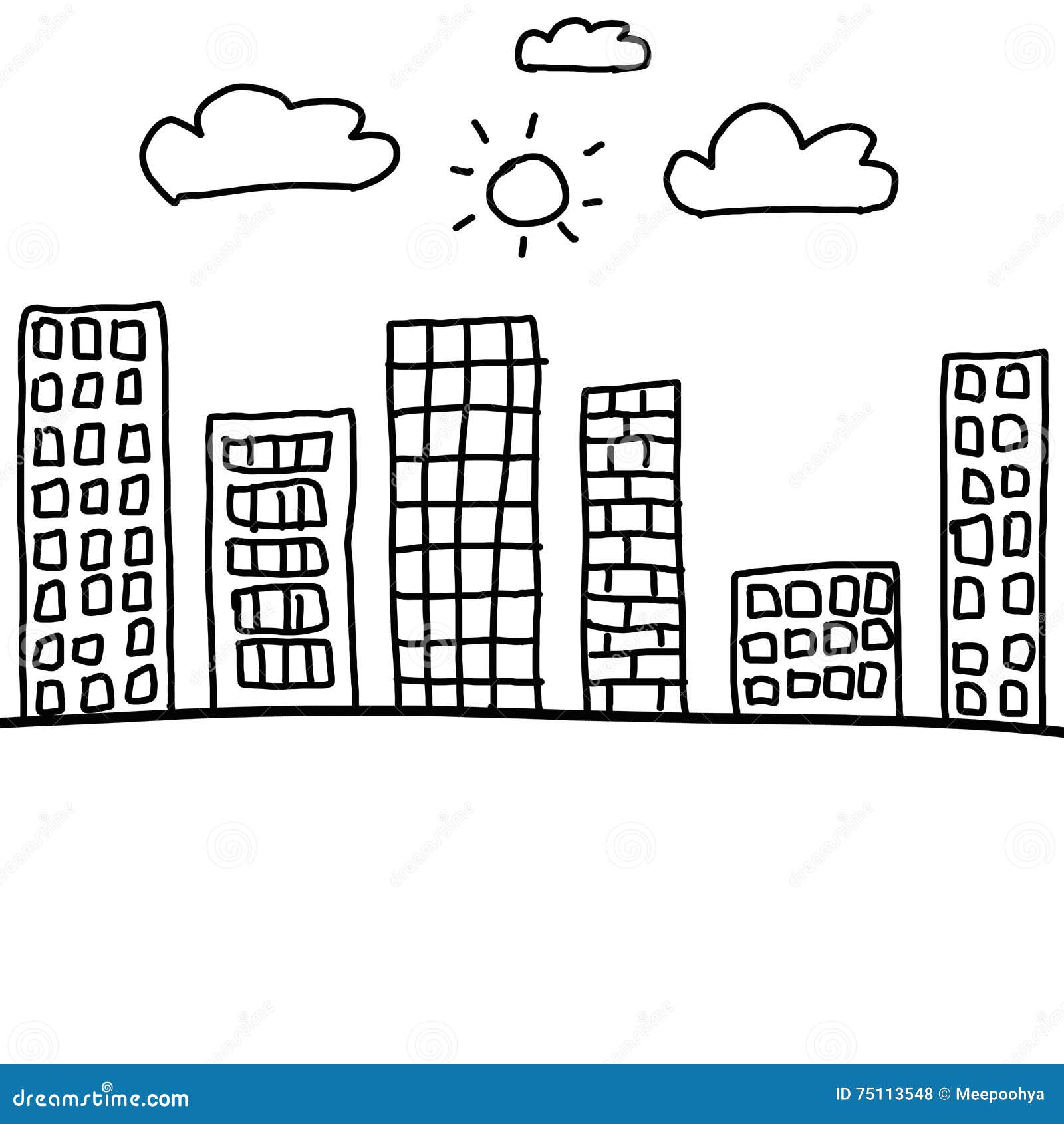 City in Hand Drawn Design Idea,format of Line Pattern Art. Stock ...