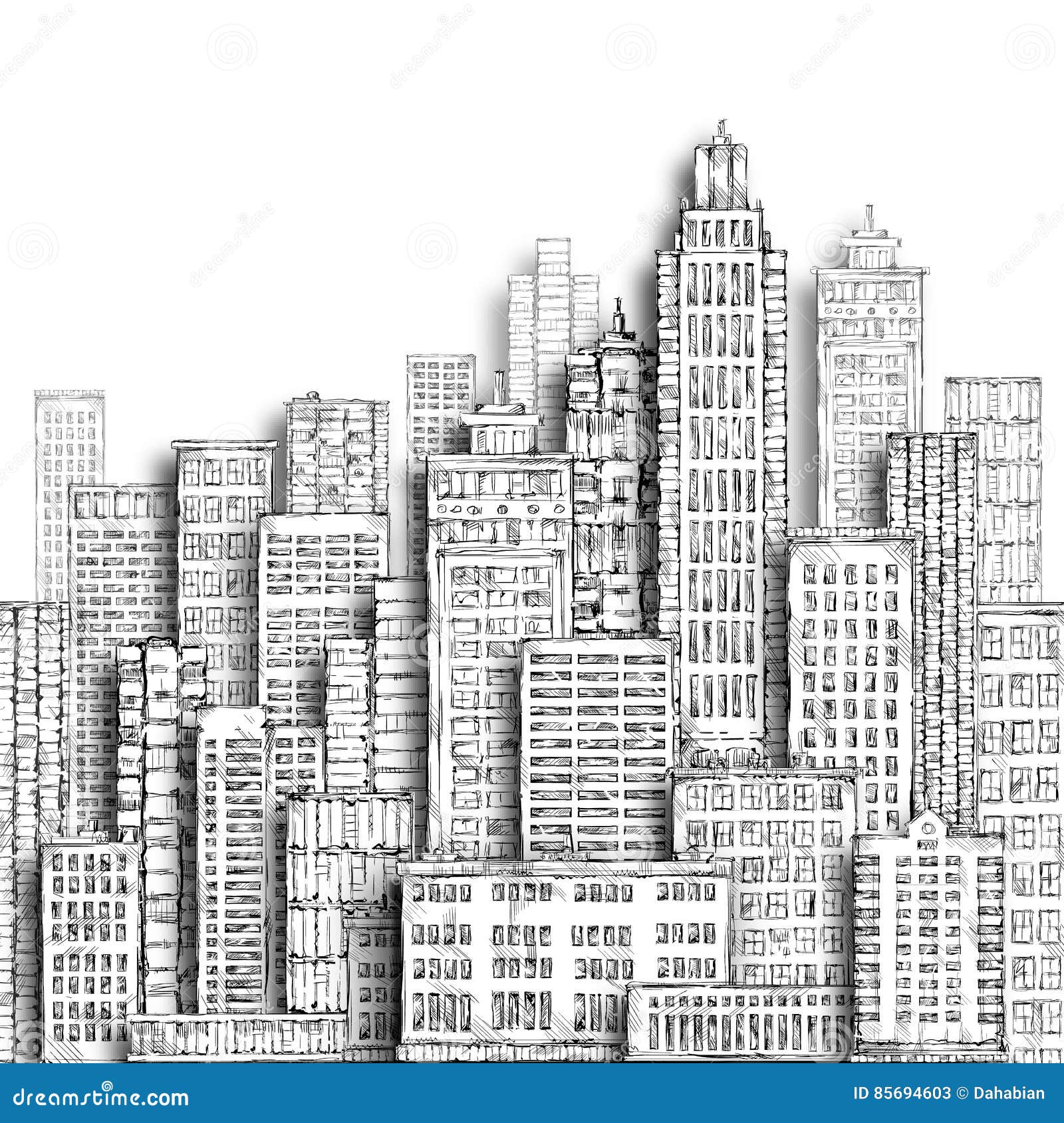 City Hand Drawn Illustration Stock Illustration - Illustration of ...