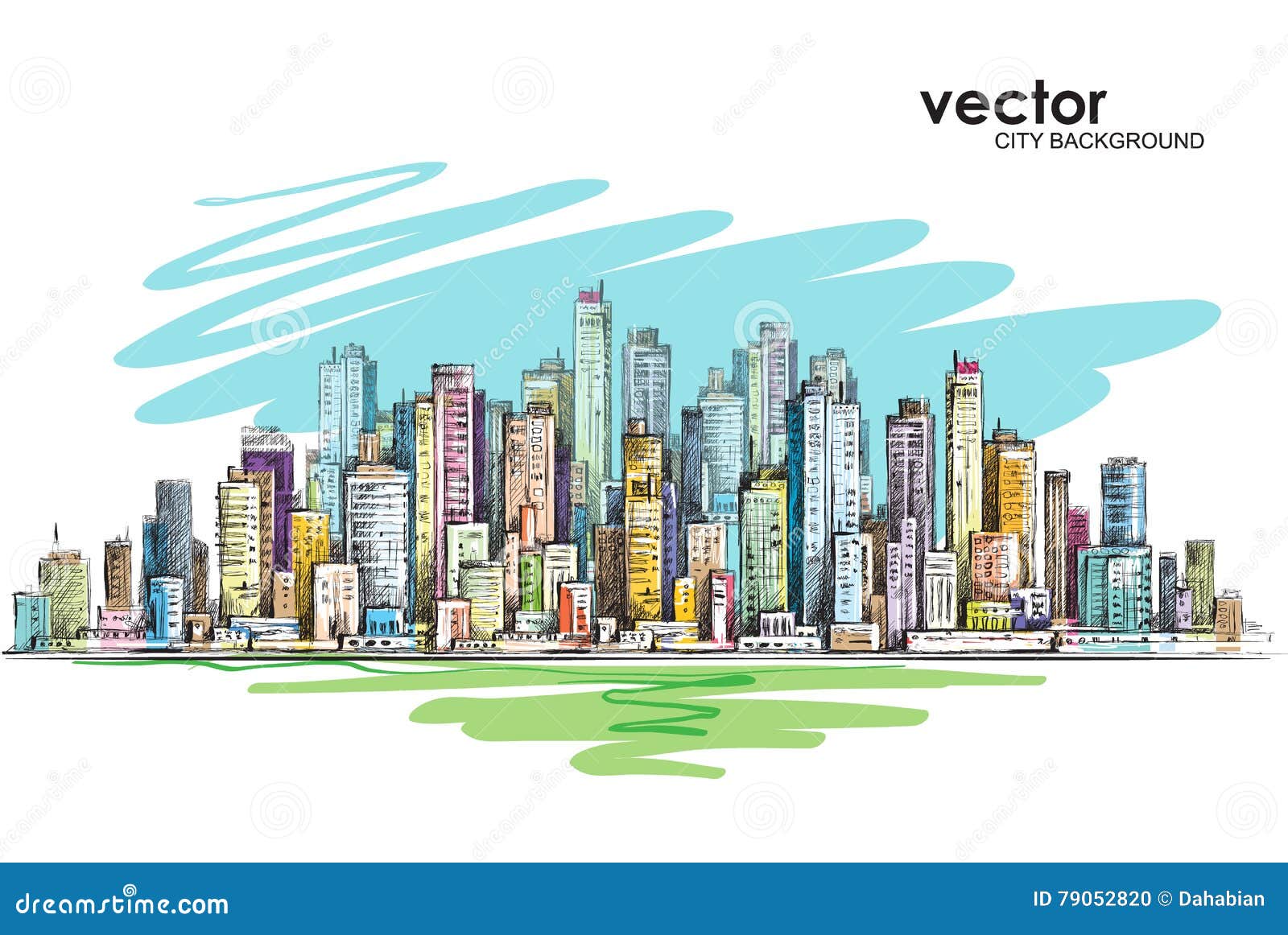 City Hand Drawn, Illustration Stock Vector - Illustration of felt ...