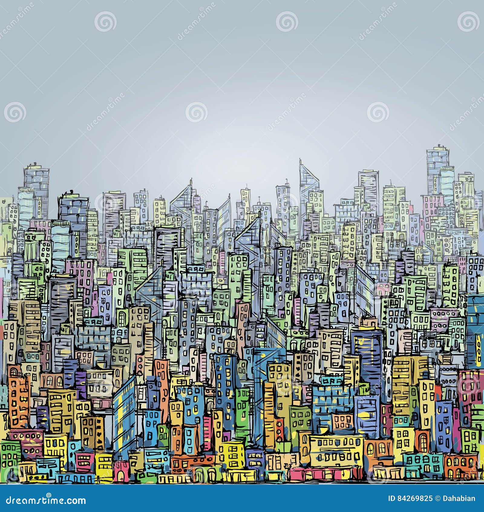 City Hand Drawn, Illustration Stock Vector - Illustration of logo ...