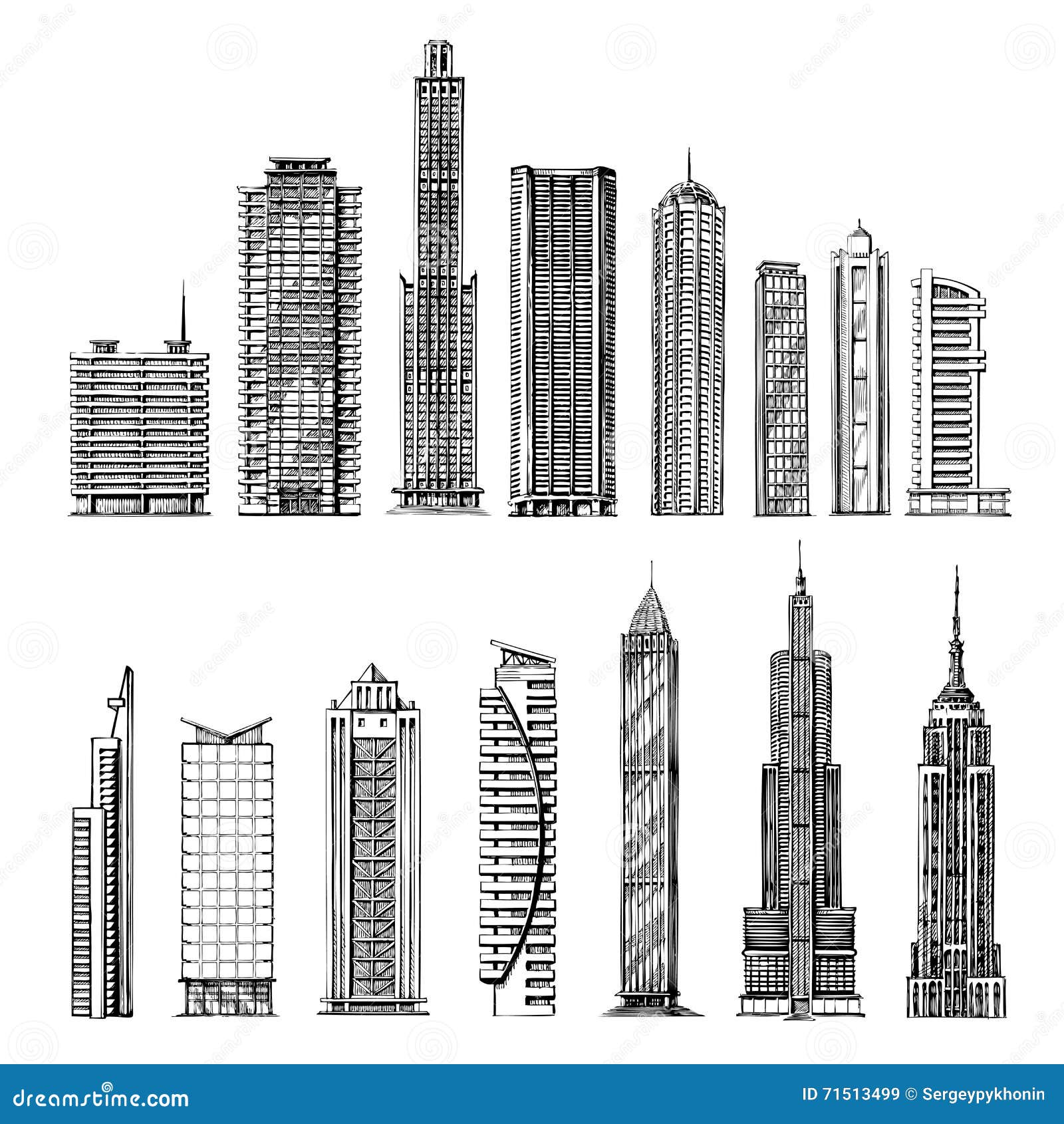 City. Hand-drawn Sketch Skyscrapers. Vector Illustration Stock Vector ...