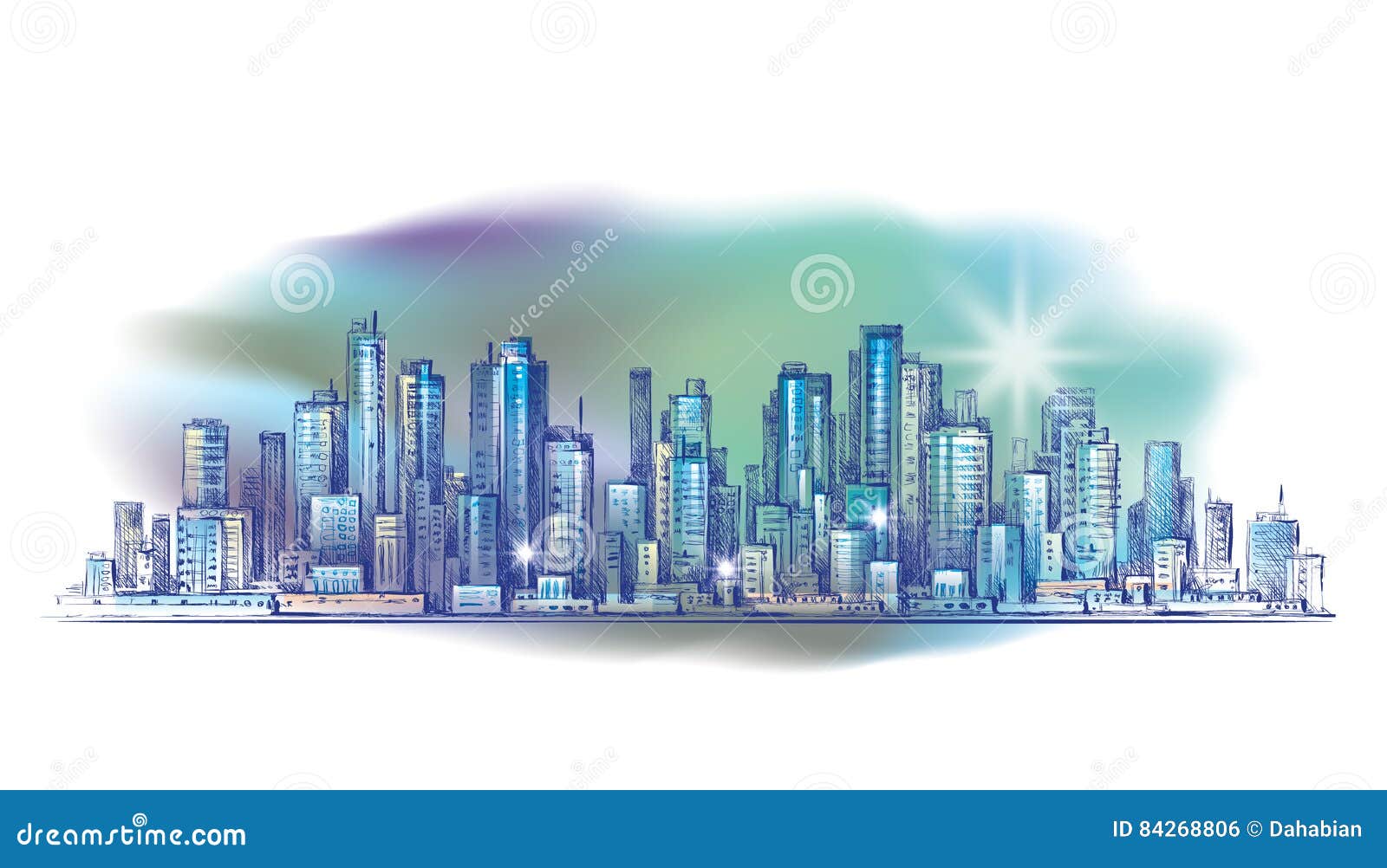 City Hand Drawn, Vector Illustration Stock Vector - Illustration of ...