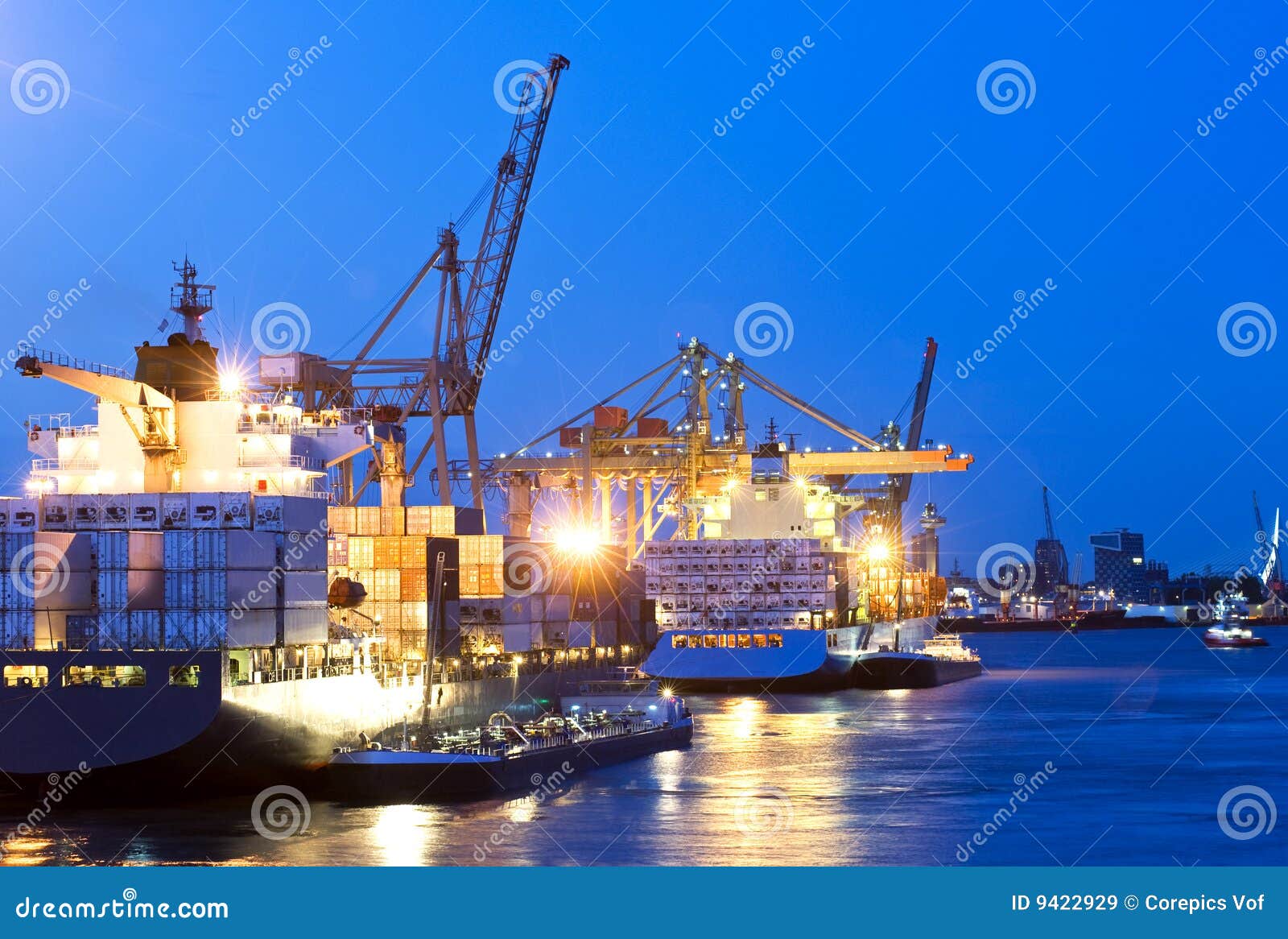 City Harbor activity stock image. Image of city, container - 9422929