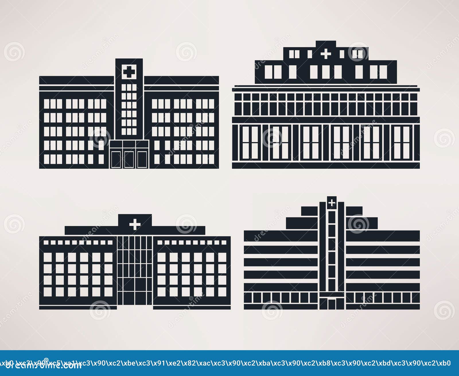 City Hospital, Icon Set, Flat Style, Vector. Stock Vector ...