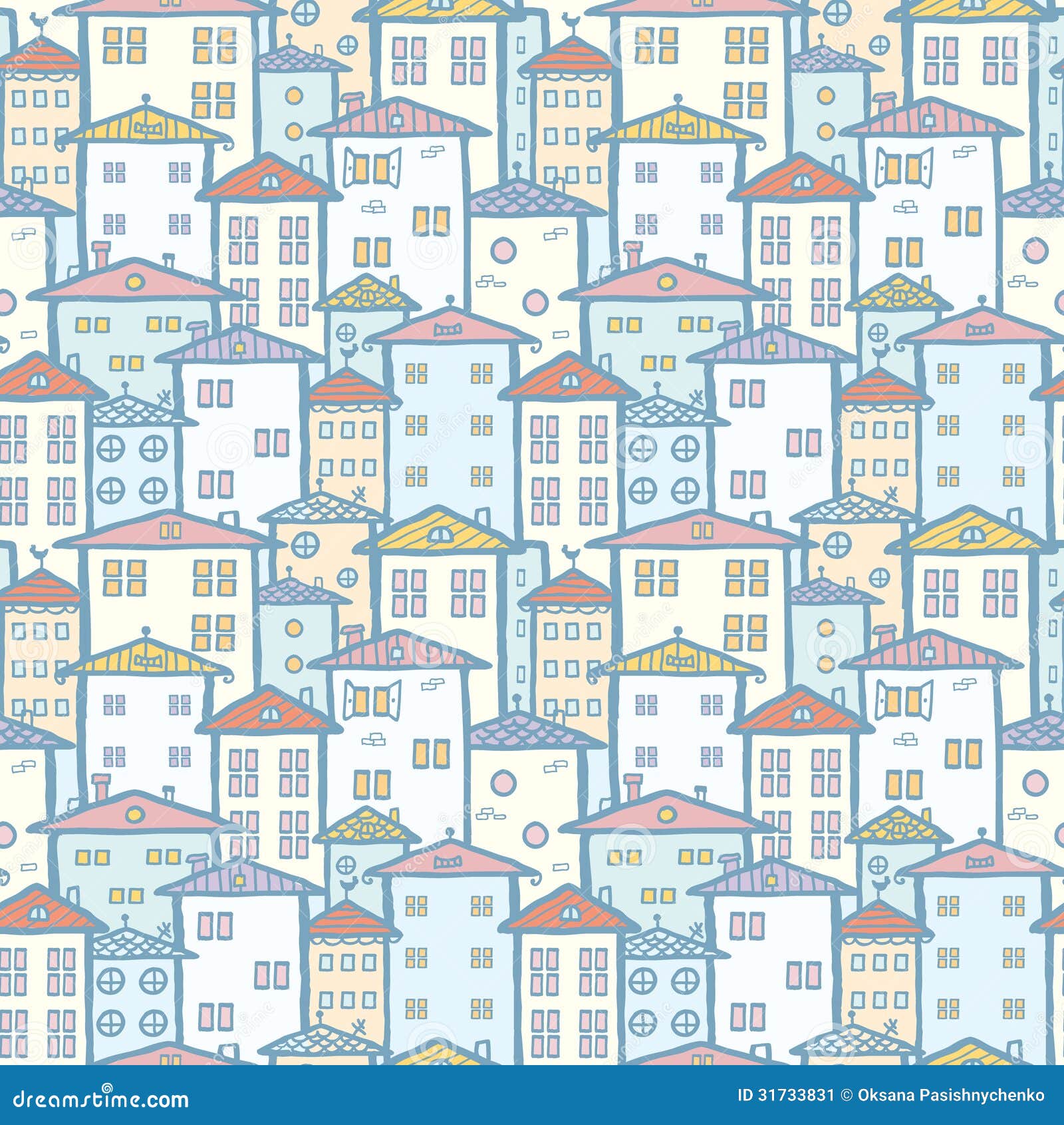 City Houses Seamless Pattern Background Stock Vector - Illustration of ...