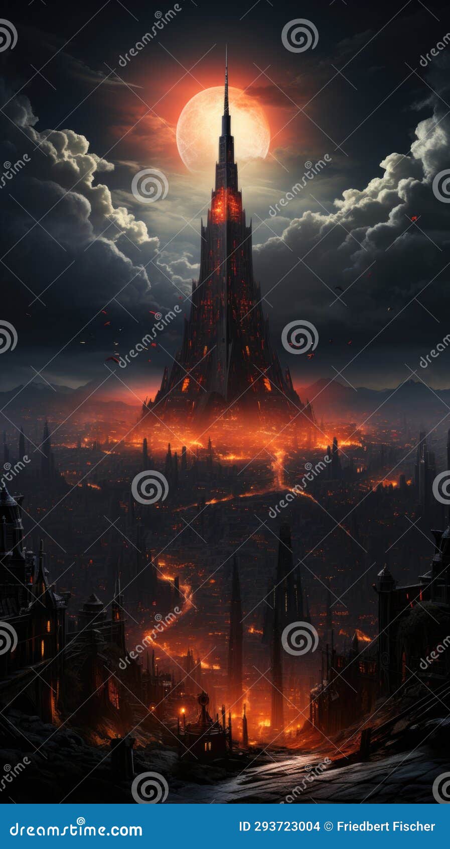 A City with a Huge Tower in the Middle of it Stock Photo - Image of ...