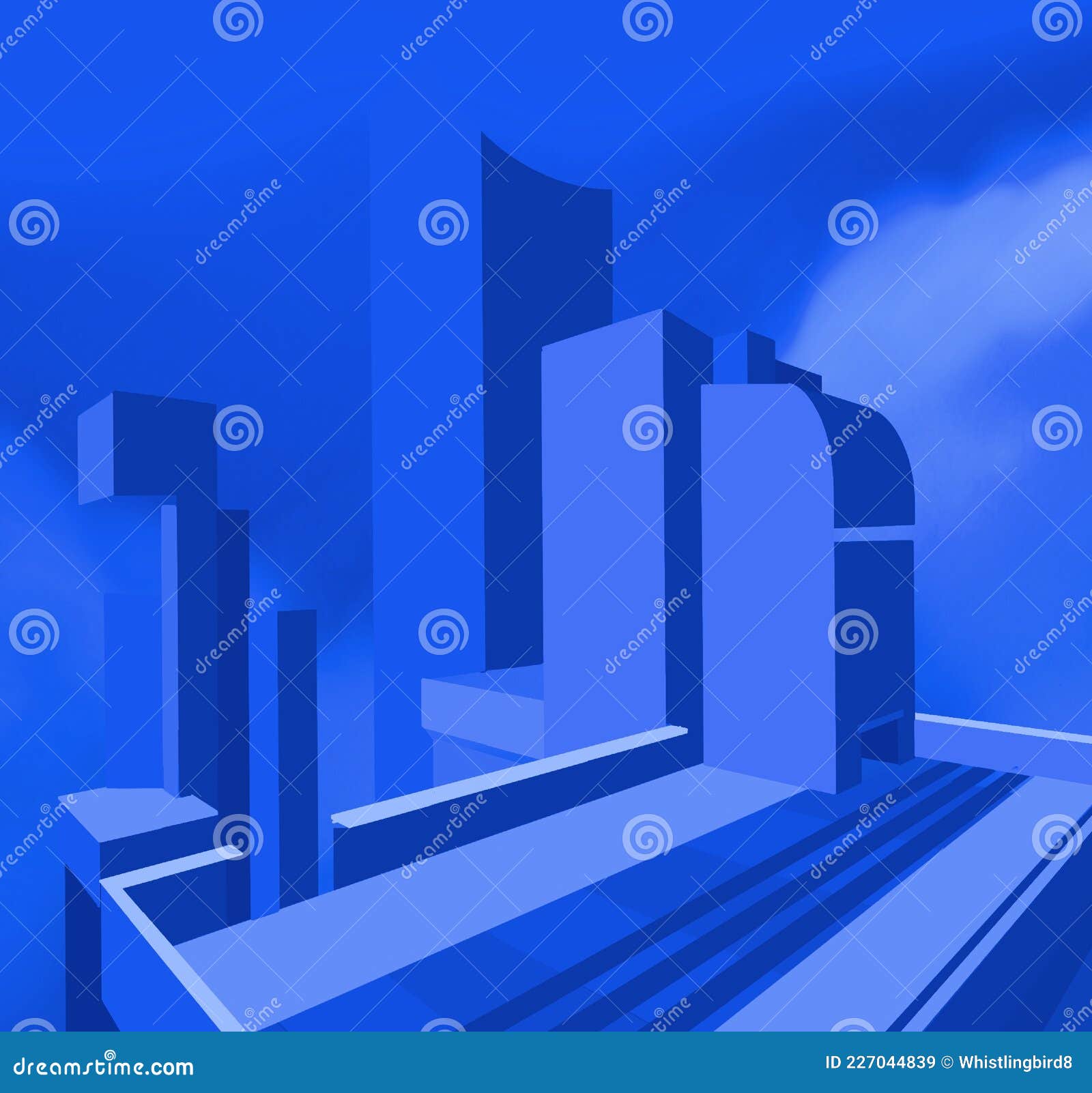 City Illustration on Blue Background Structure Stock Illustration ...