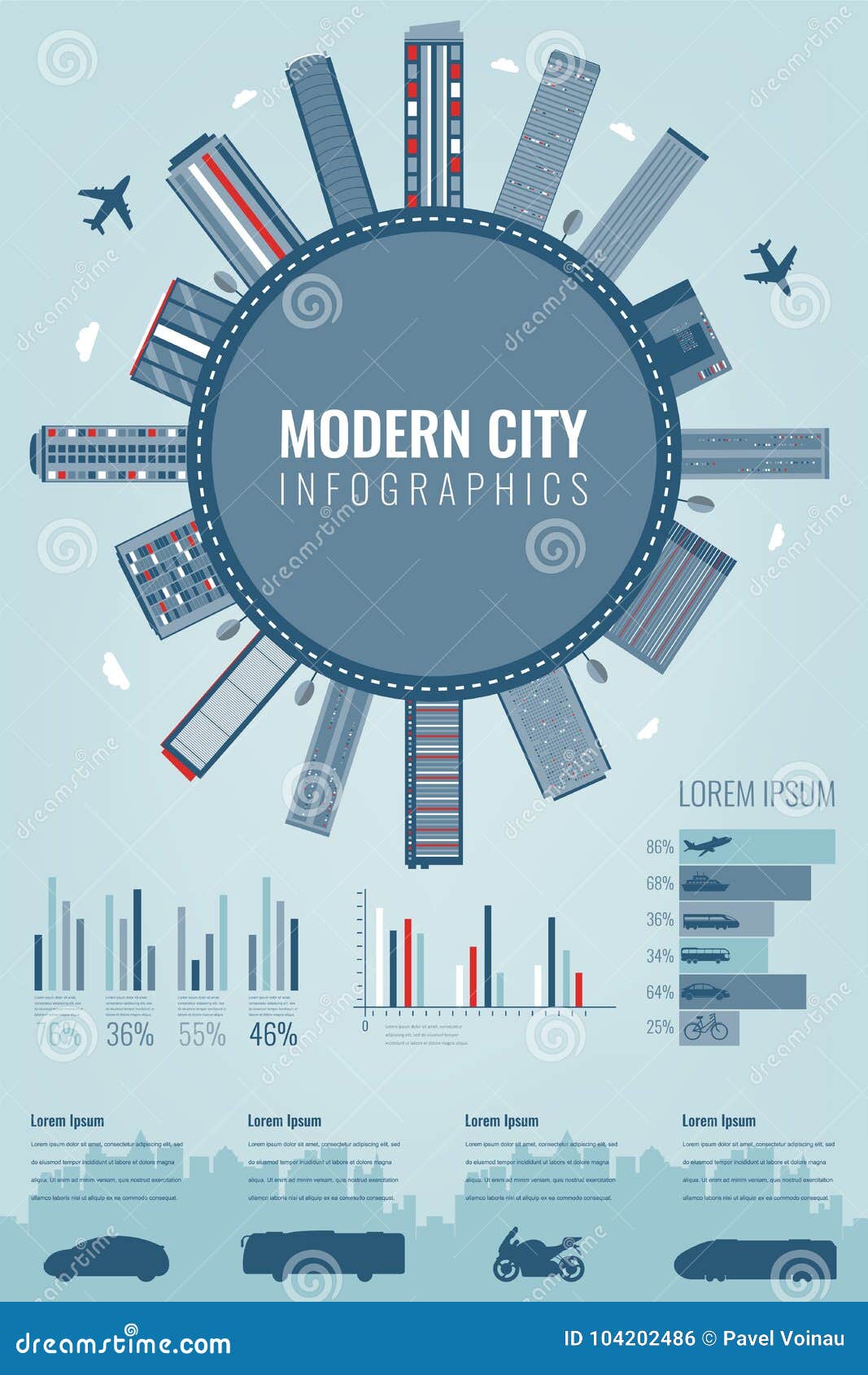 City Infographics Set with Charts and Other Elements. Vector Stock ...