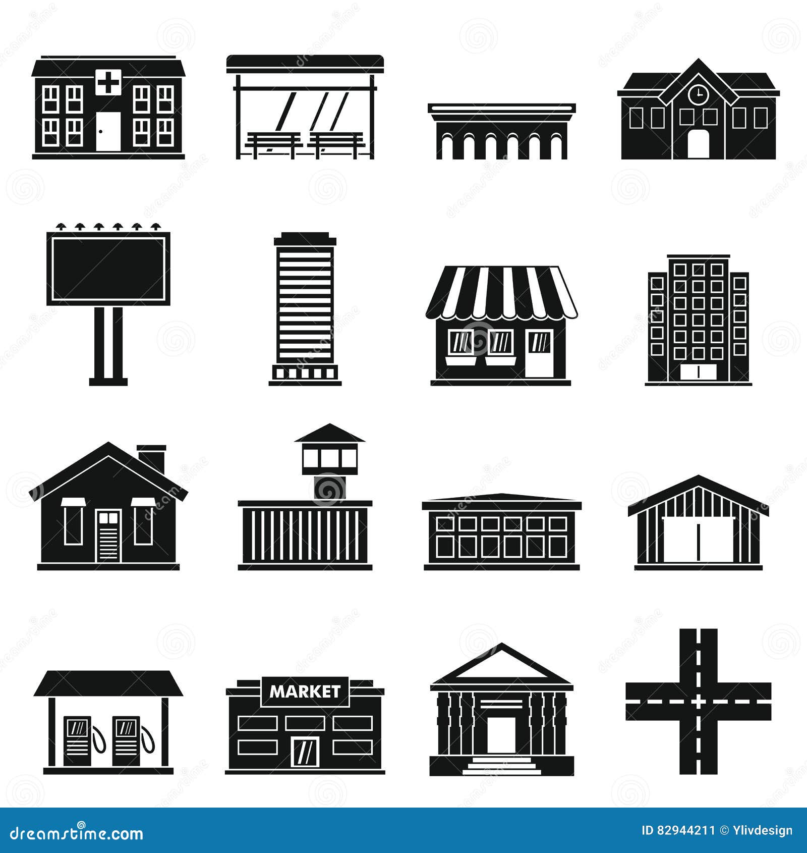 City Infrastructure Items Icons Set, Simple Style Stock Vector ...