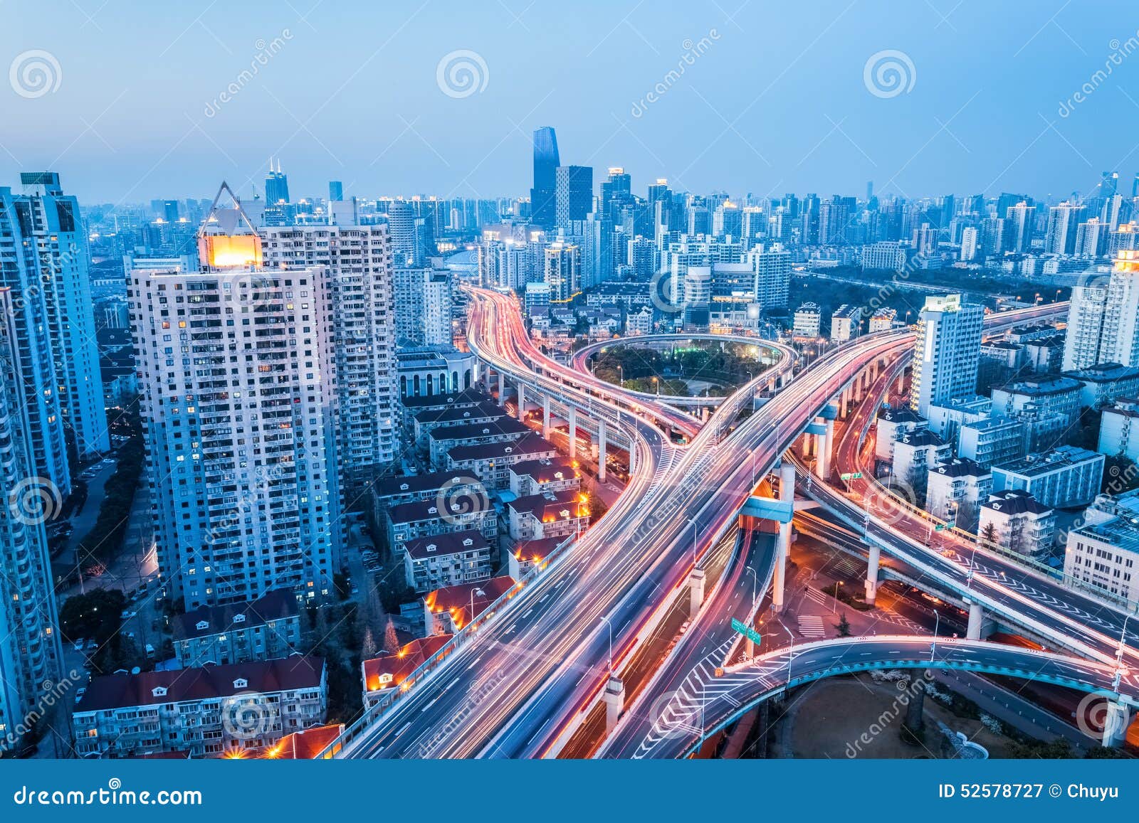 City Interchange in Nightfall Stock Image - Image of cityscape, rush ...