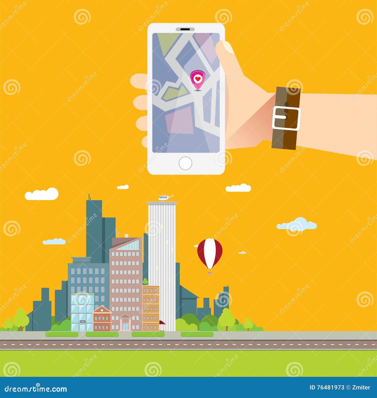 City Internet Navigation Concept Web Banner. Stock Vector ...