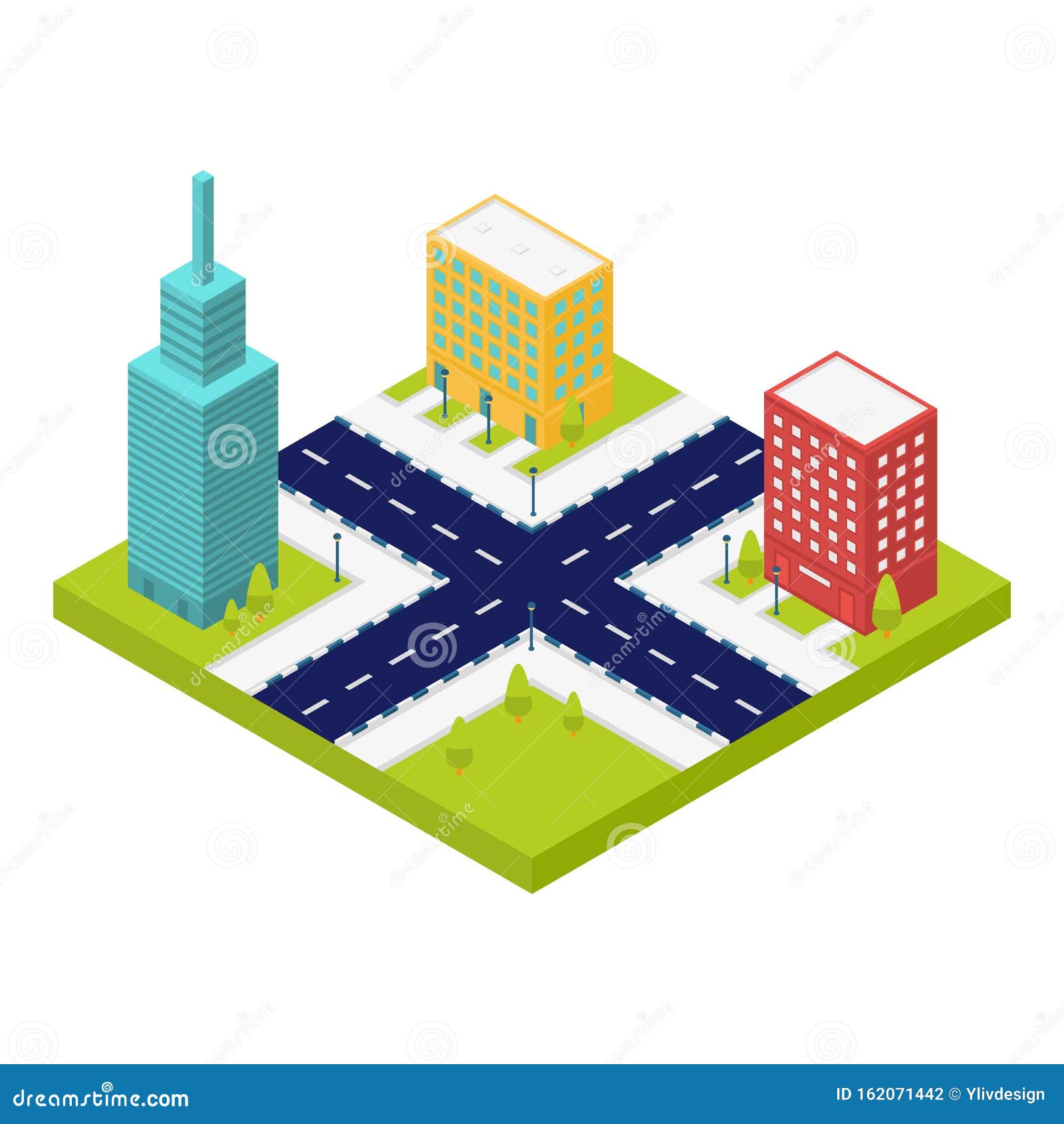 City Intersection Road Icon, Isometric Style Stock Vector ...