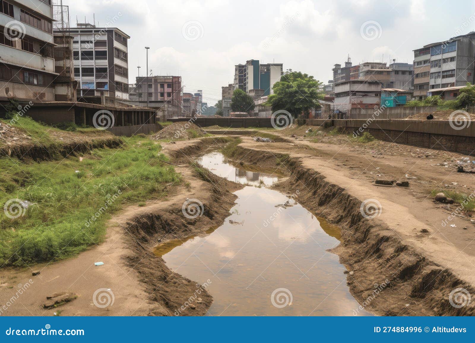 City, with Its Water Supply Dwindling Due To Drought Stock Illustration ...