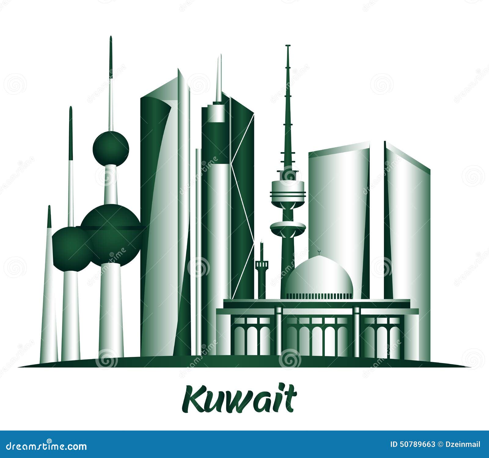 City Of Kuwait Skyline Depicting Kuwait Landmarks Royalty-Free Stock ...