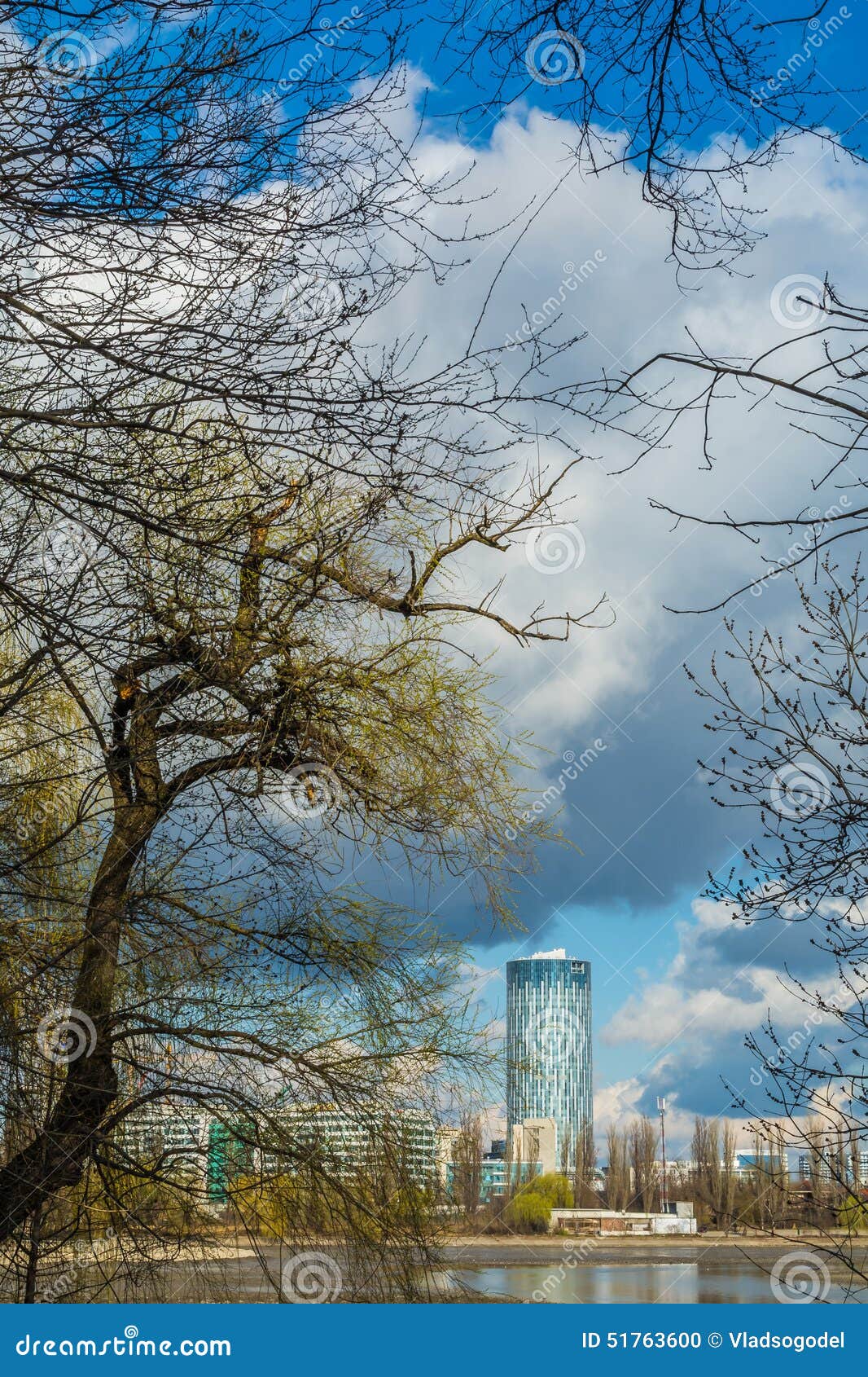 City Landscape in Bucharest Romania during Spring Time from the Park ...