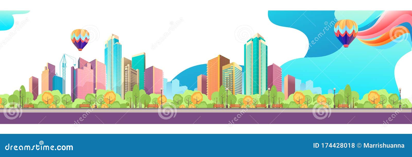 City Landscape Horizontal Day Stock Vector - Illustration of business ...