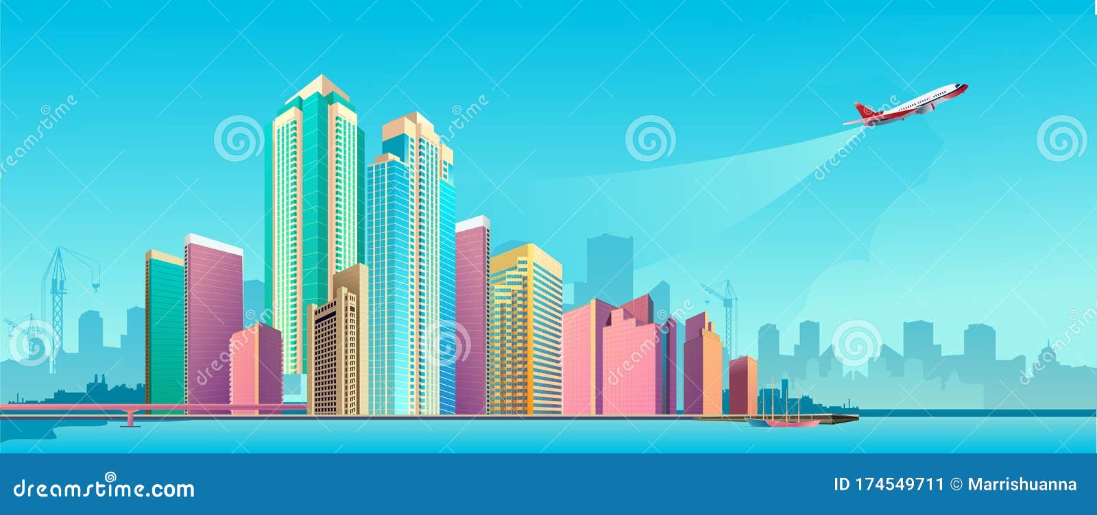 City Landscape Horizontal Day Stock Vector - Illustration of graphic ...