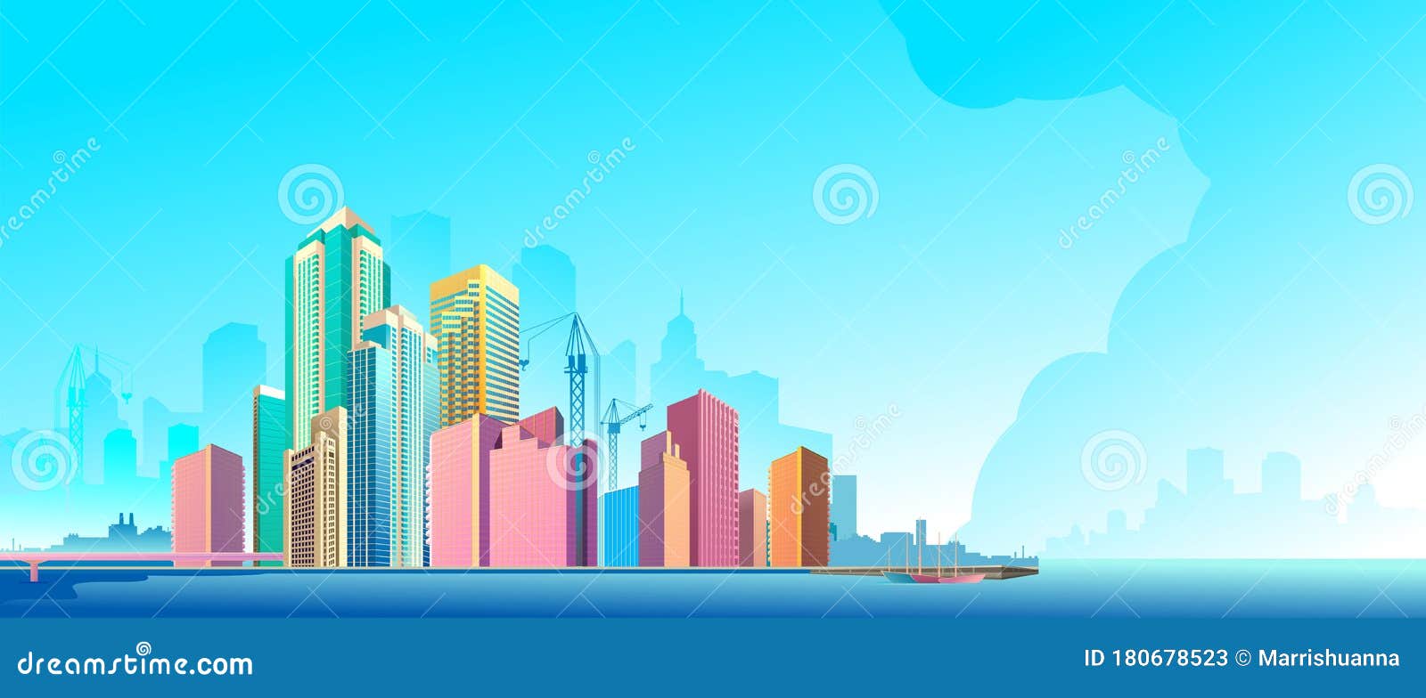 City Landscape Horizontal Day Vector Stock Vector - Illustration of ...