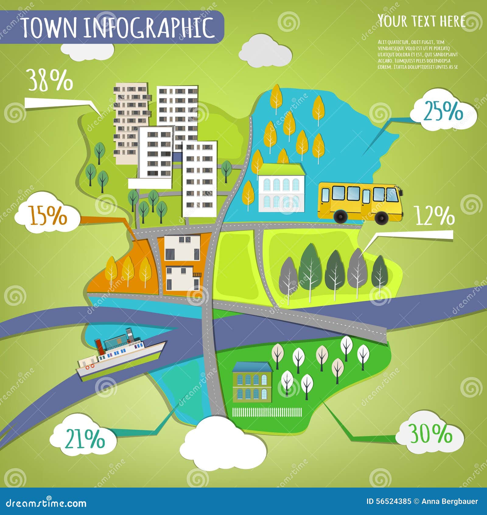 City landscape map stock vector. Illustration of background - 56524385