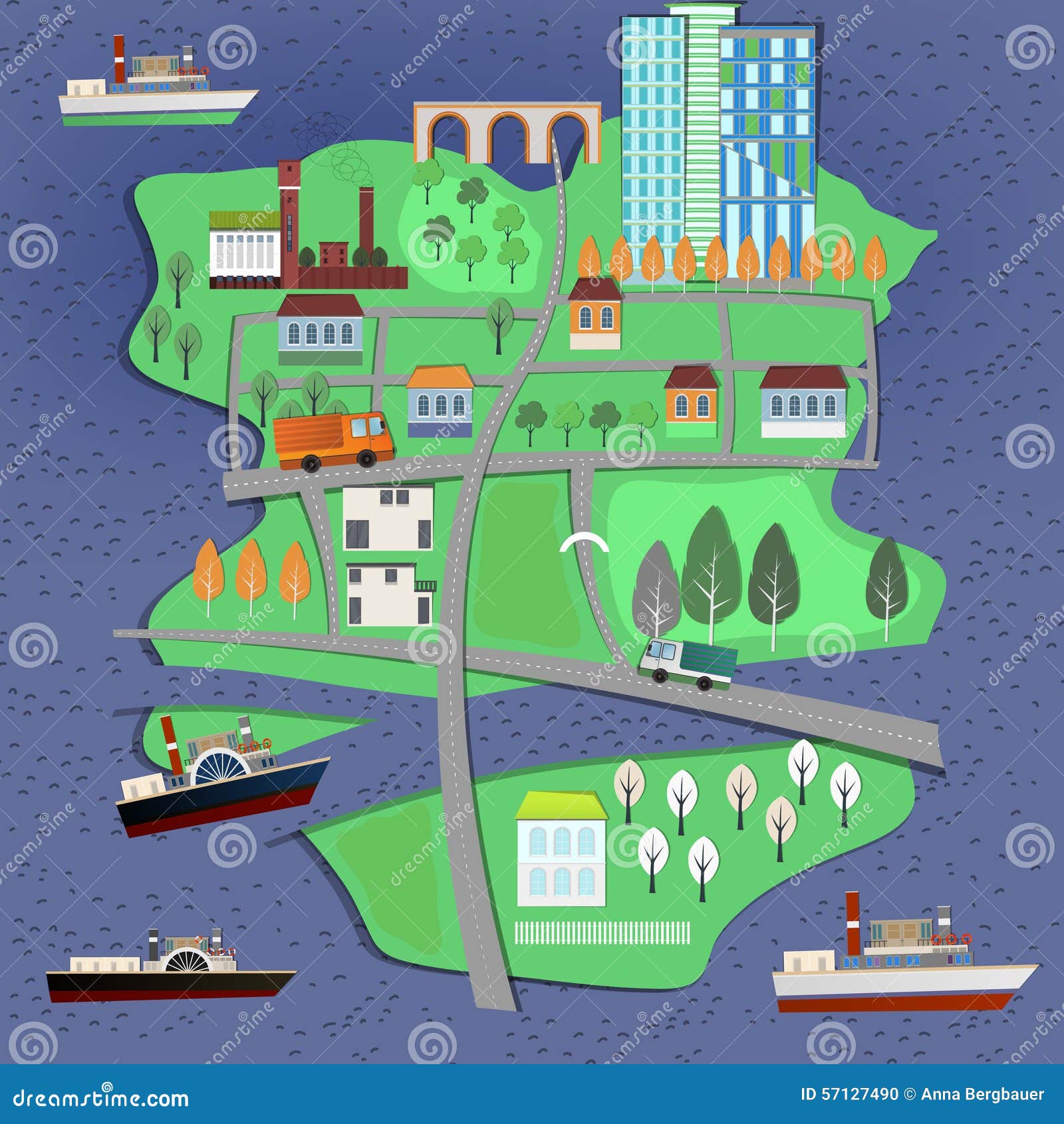 02 City landscape map stock vector. Illustration of asphalt - 57127490