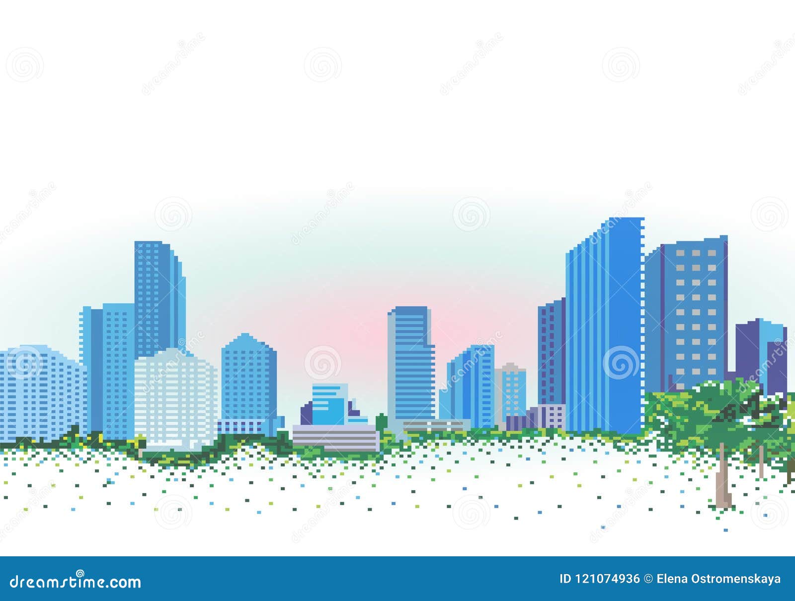 City Landscape in the Style of Pixel Graphics. Stock Vector ...