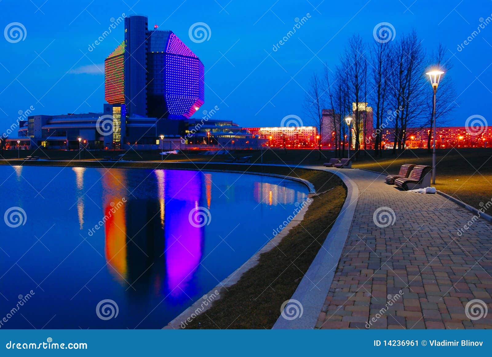 City late in the evening stock image. Image of lights - 14236961