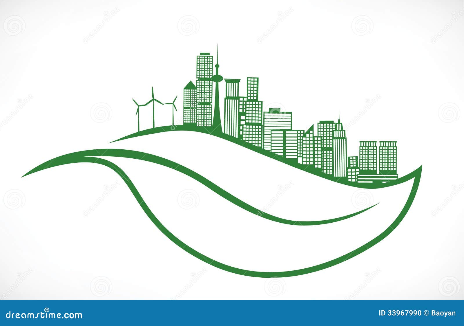 City on leaf stock vector. Illustration of environmental - 33967990