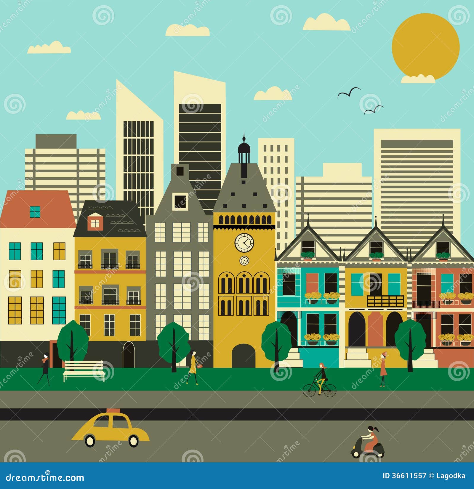City life. stock vector. Illustration of city, bussiness - 36611557