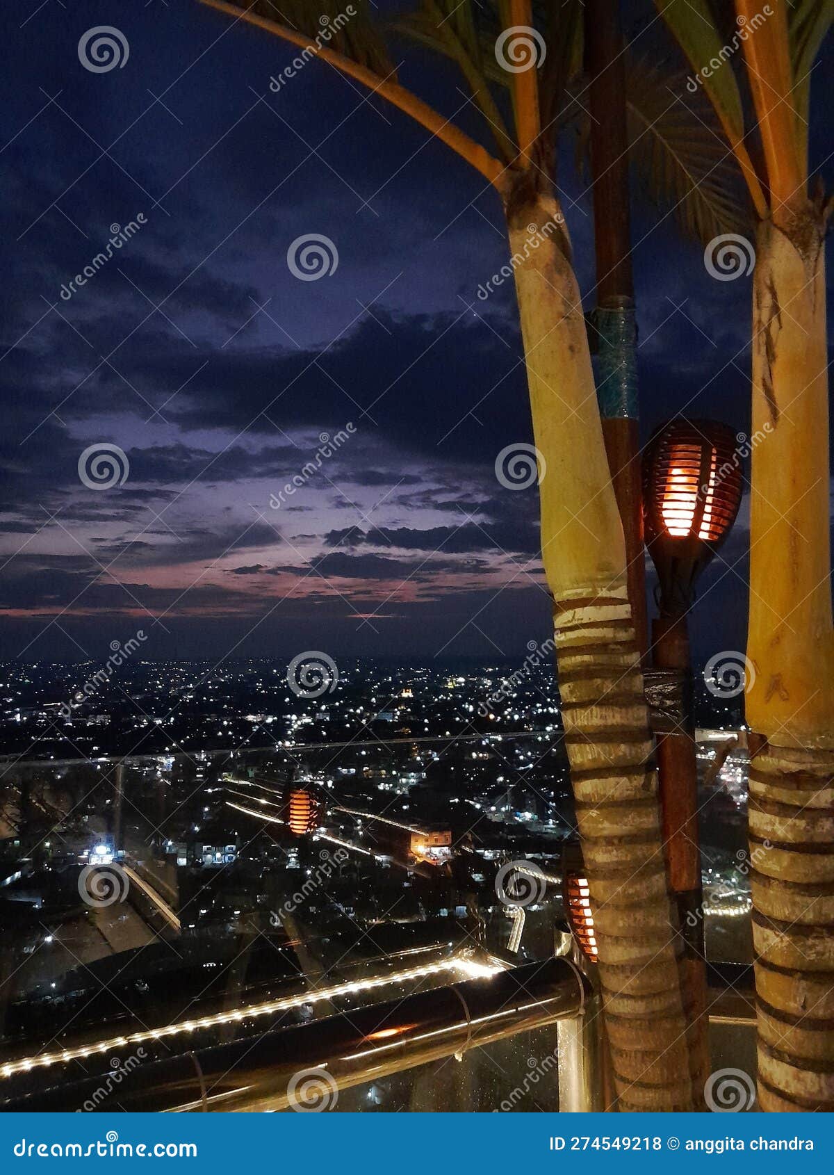 City Light with the Dark Blue Sky from Rooftop Stock Photo - Image of ...