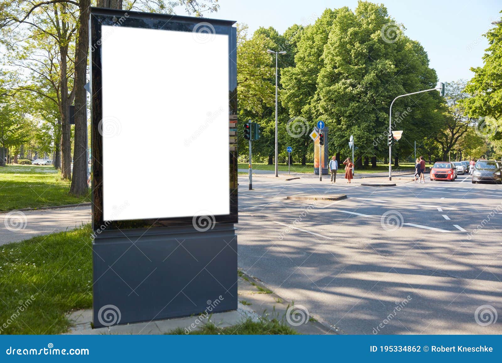 City Light Poster Mock-Up Template at Intersection Stock Photo - Image ...