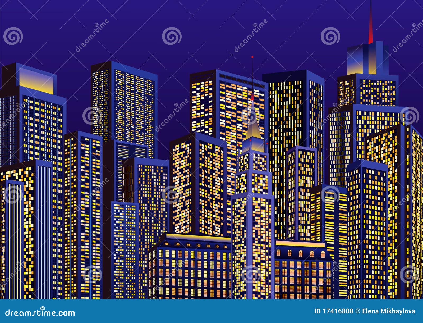 City lights stock vector. Illustration of lighting, skyline - 17416808