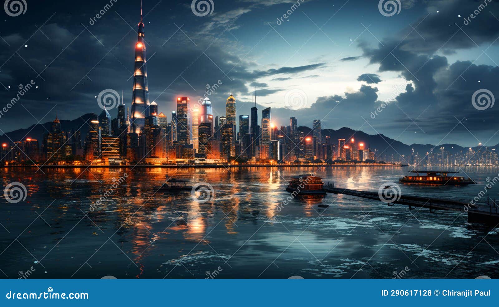A City with Lights and Buildings Night View Stock Photo - Image of ...