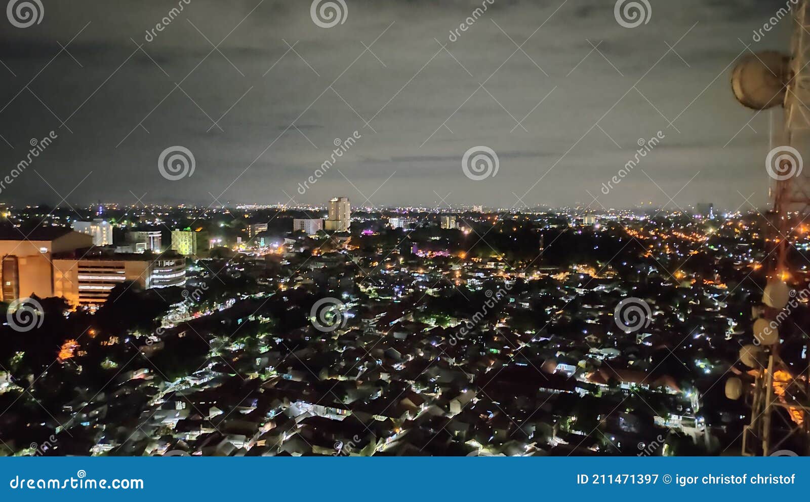 City Lights Buildings Skyline Sky Night Light Dark Shadow Stock Image ...