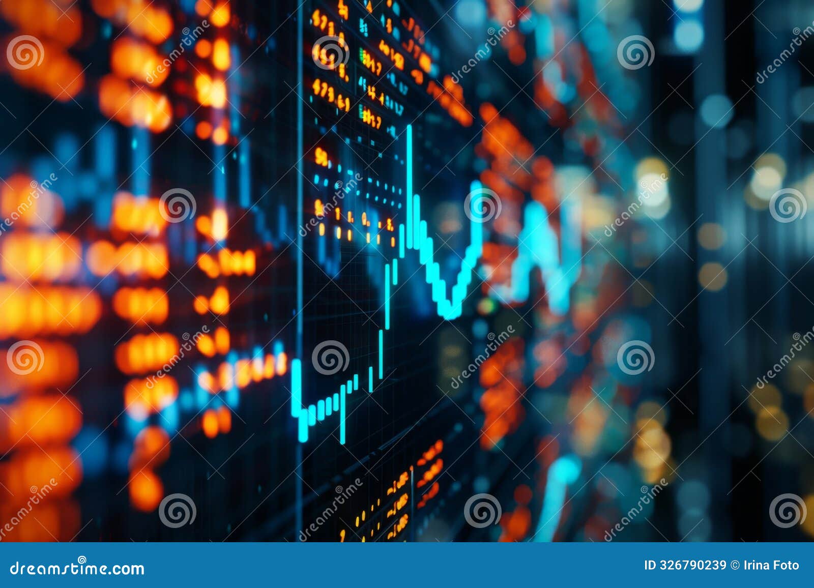 City Lights and Graphs on LED Screen Stock Image - Image of statistics ...