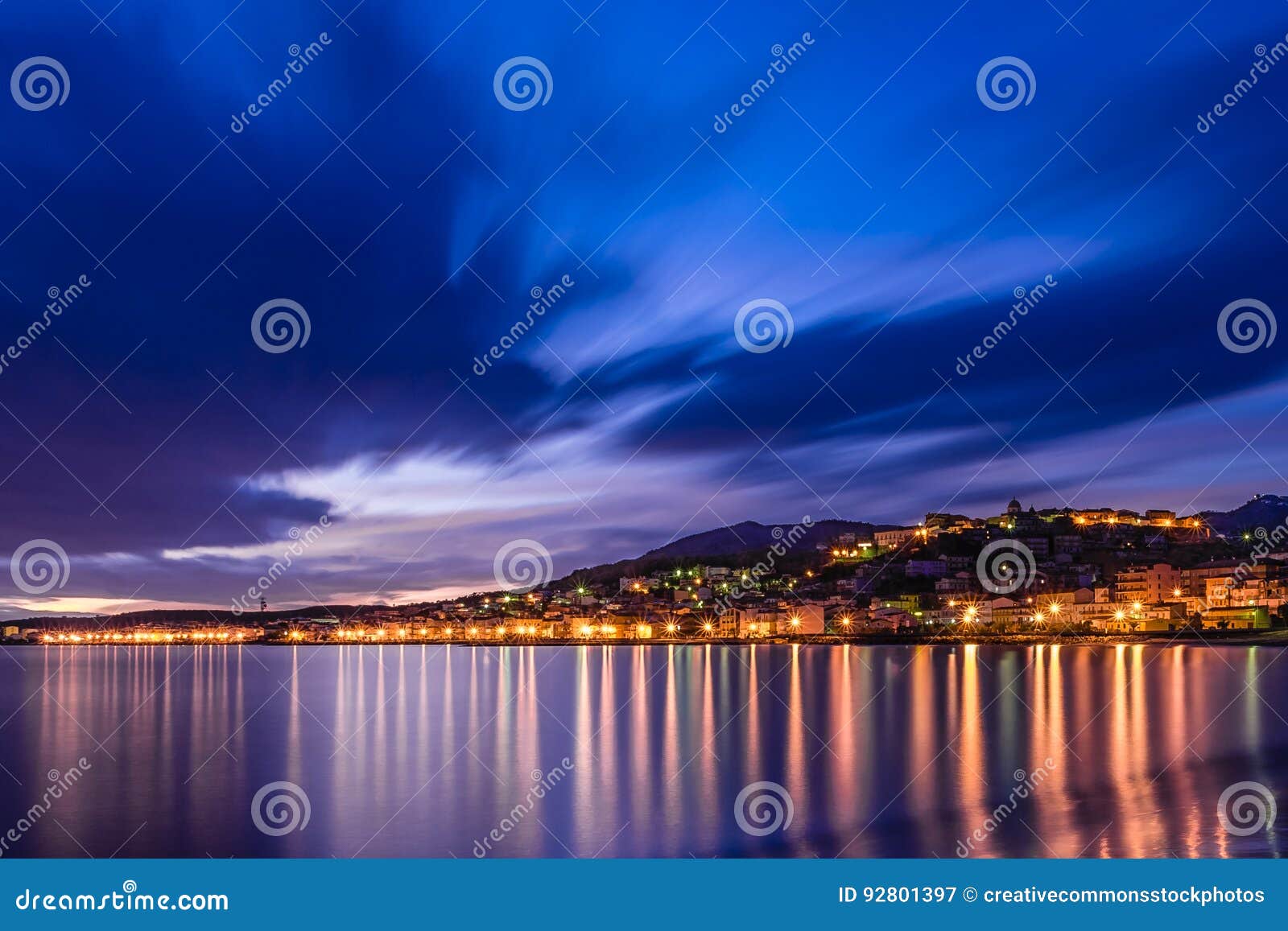 City Lights Reflecting From Sea Picture. Image: 92801397