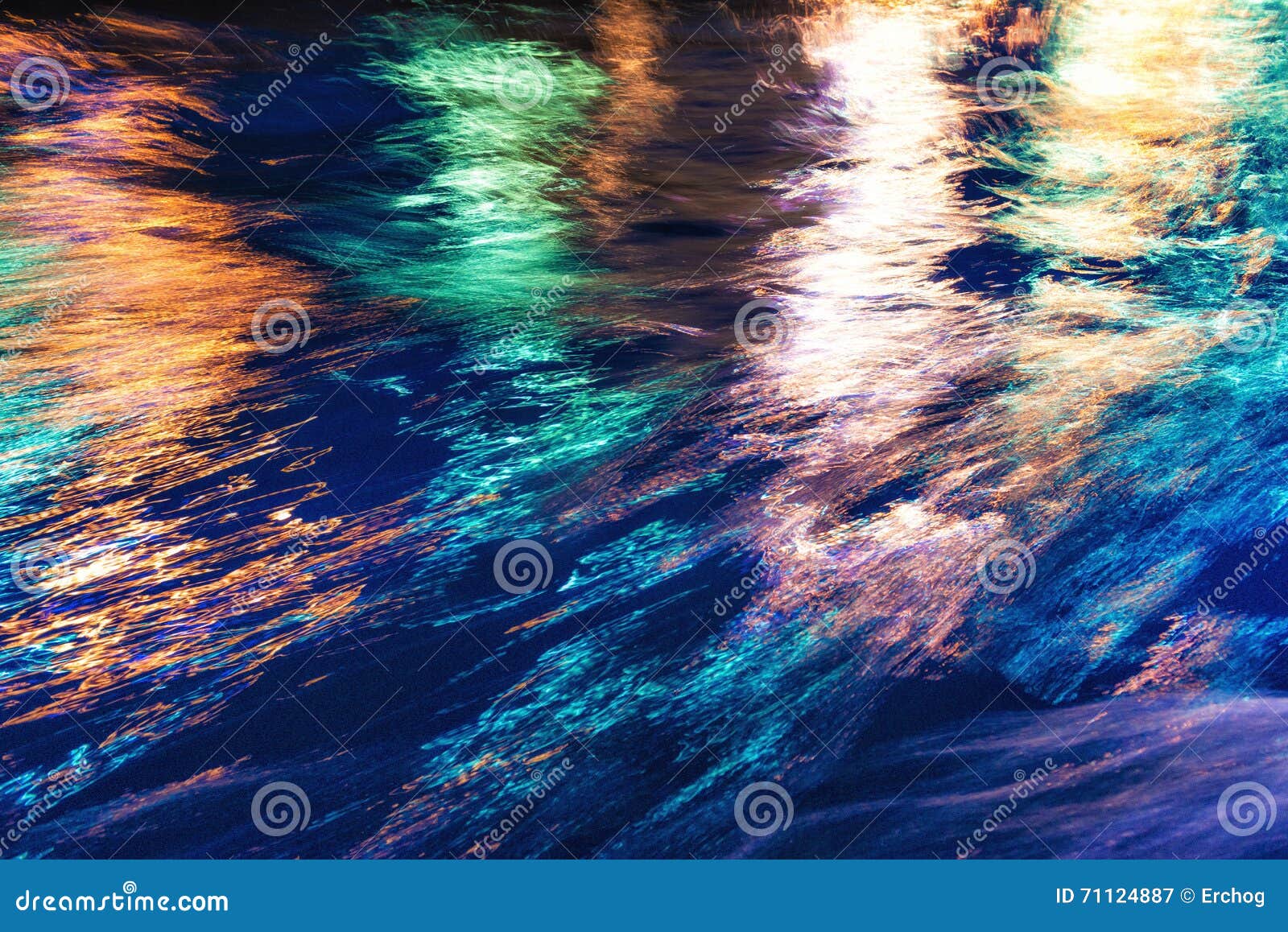City Lights Reflection. Colorful Glare on the Water Stock Image - Image ...
