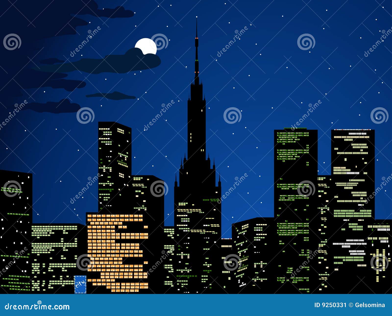 City lights, vector stock vector. Illustration of night - 9250331